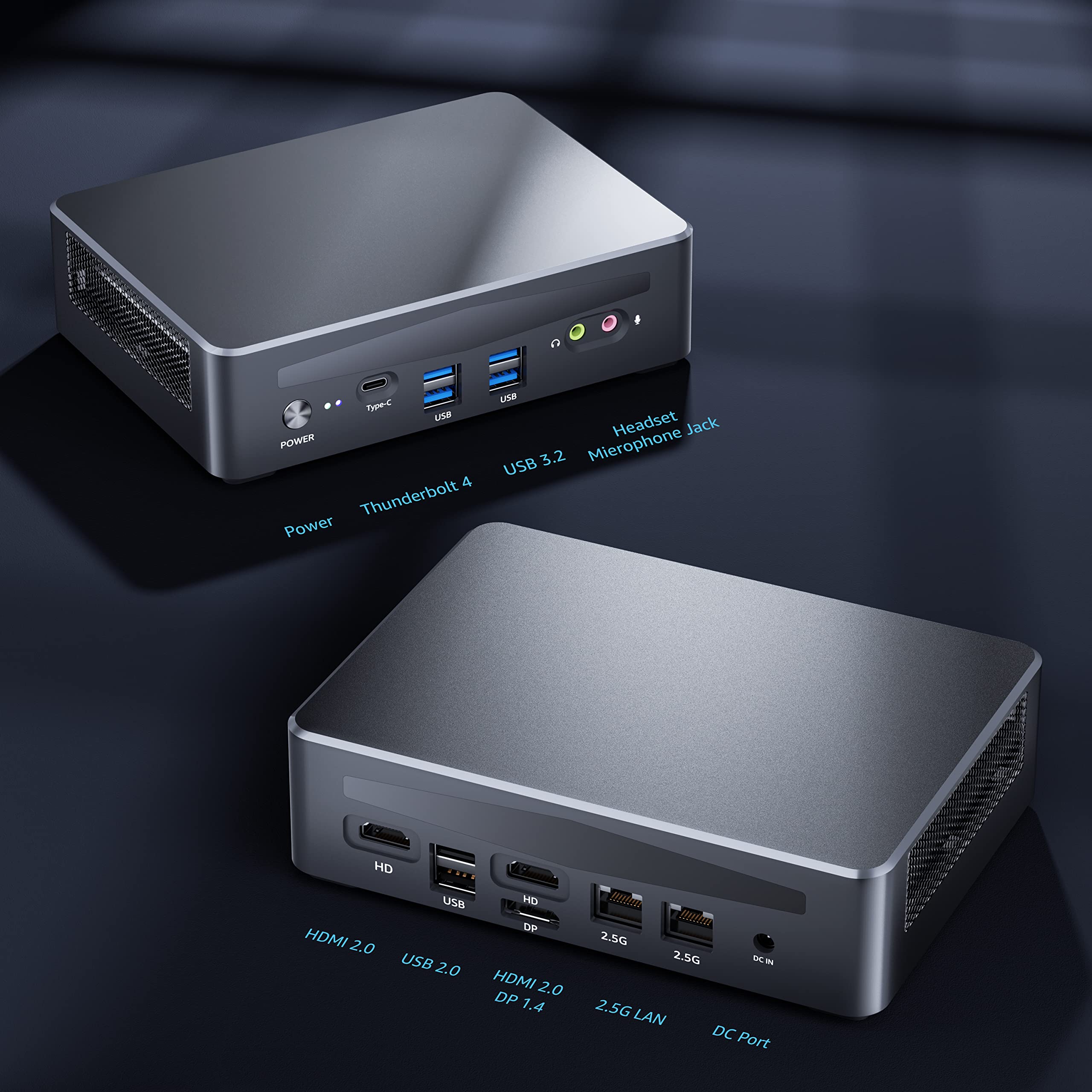 sinbun Mini PC, Intel i7-1280P(14C/20T, up to 4.8GHz) Thunderbolt 4 Mini Desktop Computer, Four Display [2xHDMI+Type-C+DP] 32GB RAM 1TB PCIE4.0 NVMe SSD, 2X 2.5G LAN WiFi6E BT5.3, Windows 11 Pro