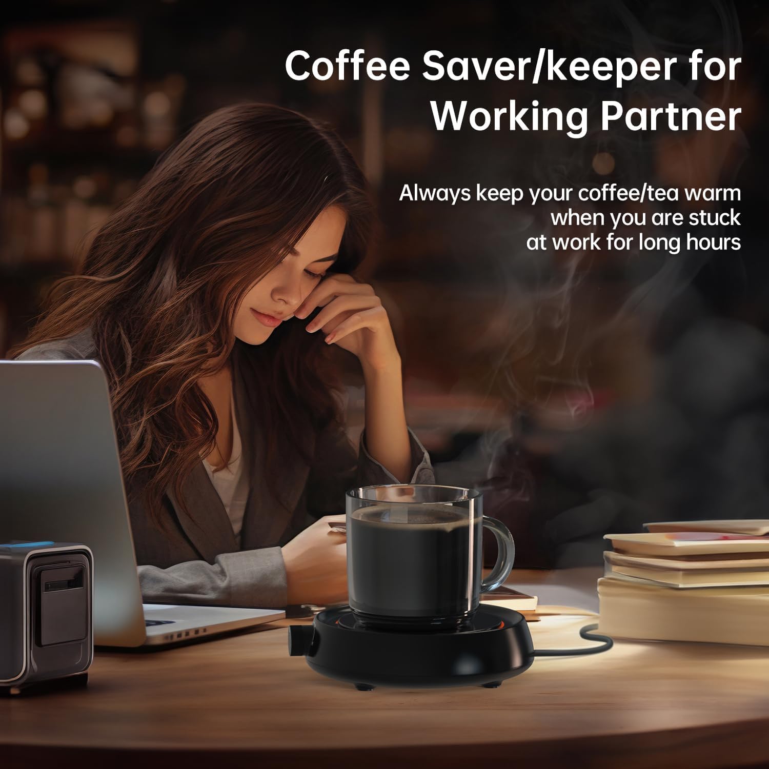 XUKEIB Coffee Mug Warmer for Desk Auto Shut Off, Candle Wax Melt Warmer for Jar Candles, Safely Releases Scents Without a Flame, Electric Self Heated Plate for Heating Milk, Tea, Hot Chocolate