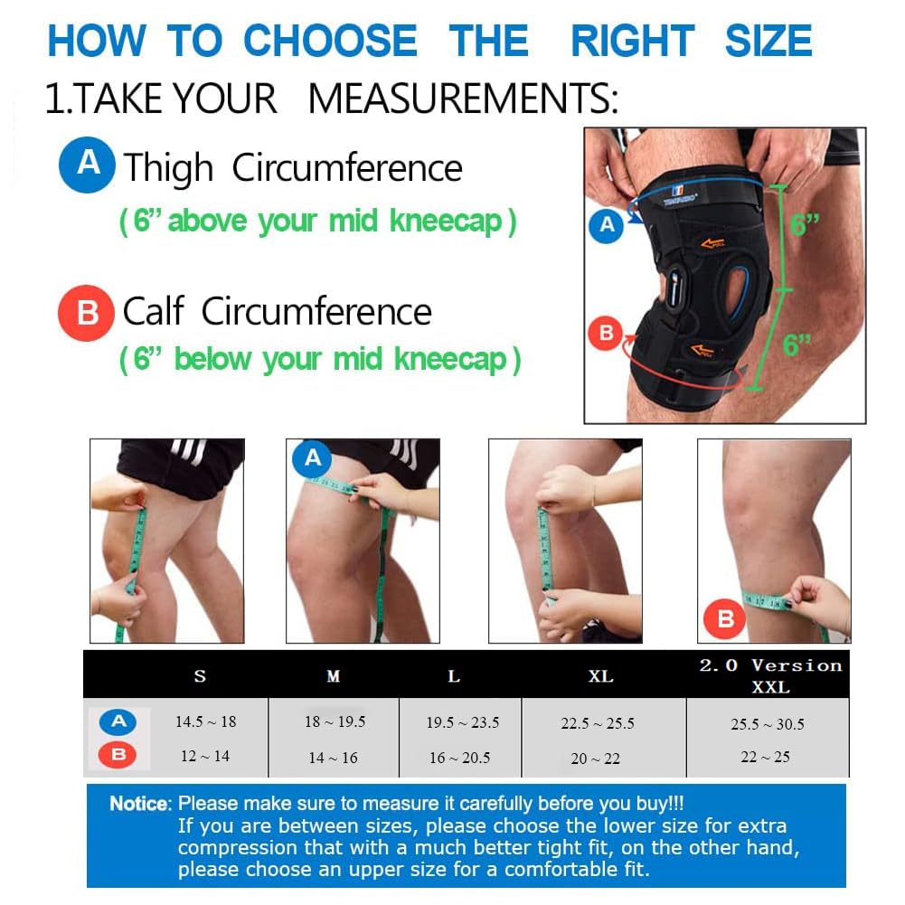 T TIMTAKBO Hinged Knee Brace,GEl Patella Support with Removable Dual Side Stabilizers,Knee Support for Meniscus Tear,Relieves ACL,Arthritis(L fit Upper 19.5-23.5"/Lower 16-20.5")