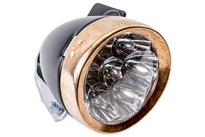 Zeda Retro Black & Copper LED Headlamp - Vintage Battery Powered Headlight for Motorized Bike