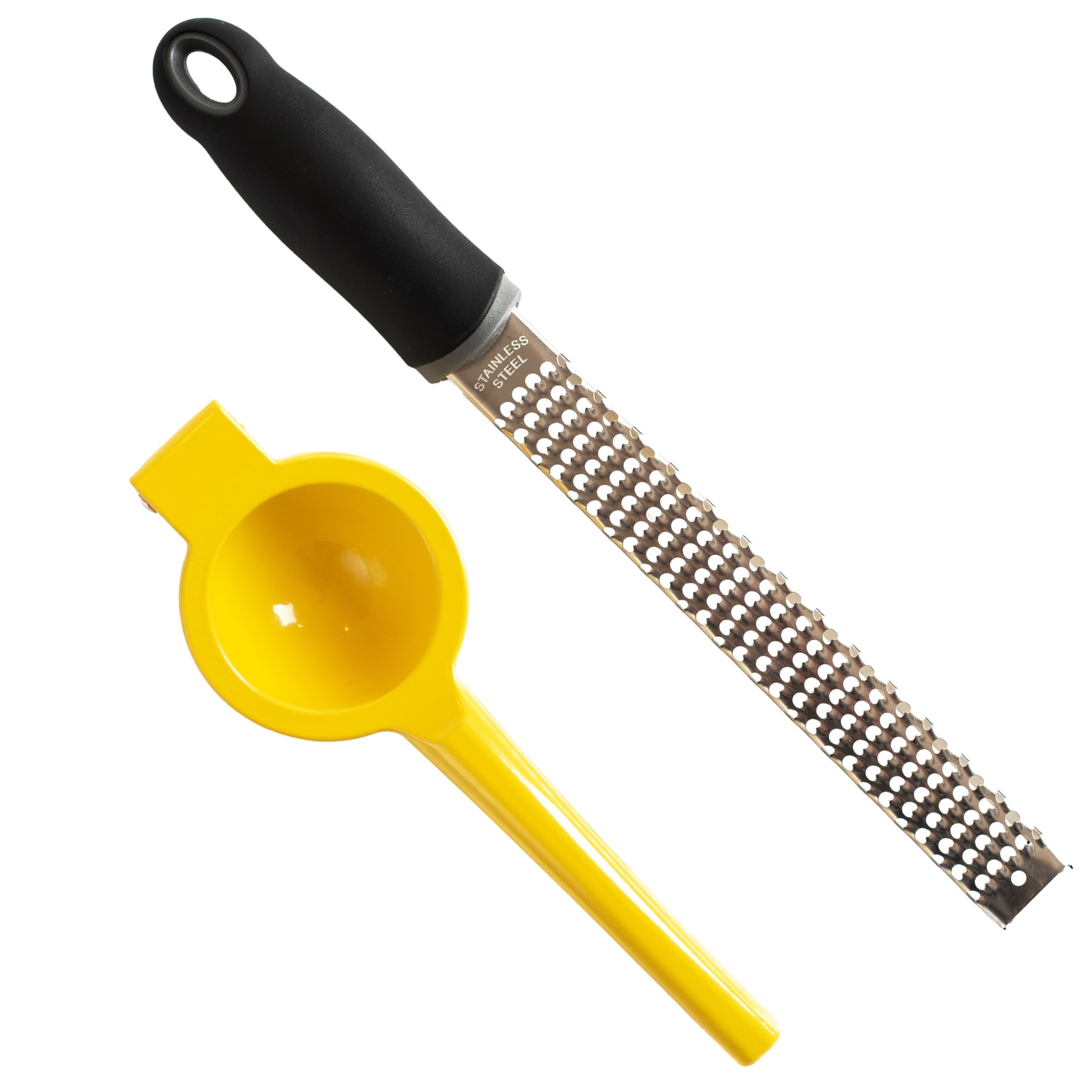 THIELE ESSENTIALS Stainless Steel Zester Grater and Manual Citrus Juicer - Grater Zester for Cheese, Chocolate, Fruits, and Spices - High Performance Juicer Squeezer