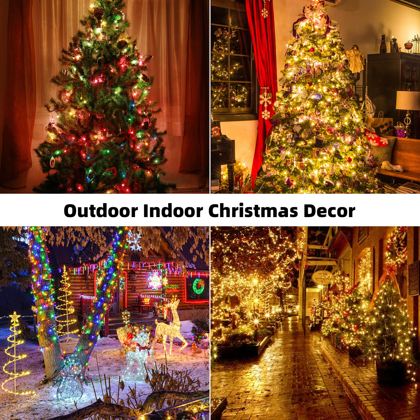 Tcamp 105ft 300 LED Christmas Tree Lights Outdoor Indoor String Lights End to End Plug Memory Function UL Certified 8 Modes Fairy Lights for Christmas Tree Party Wedding Holiday Decor (Warm White)
