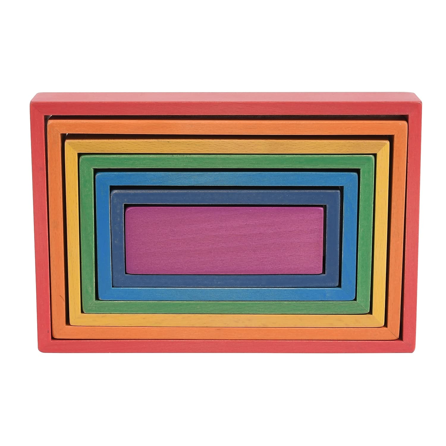 TickiT - 73414 Wooden Rainbow Architect Rectangles - Nesting Puzzle - Stacking Blocks for Ages 12M+
