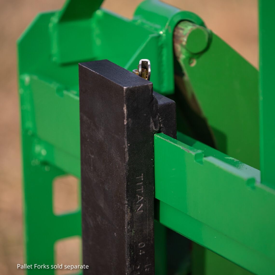 Titan Attachments Heavy Duty Pallet Fork Frame with 2" Trailer Receiver Hitch and Bale Spear Sleeves Fits JD Loaders