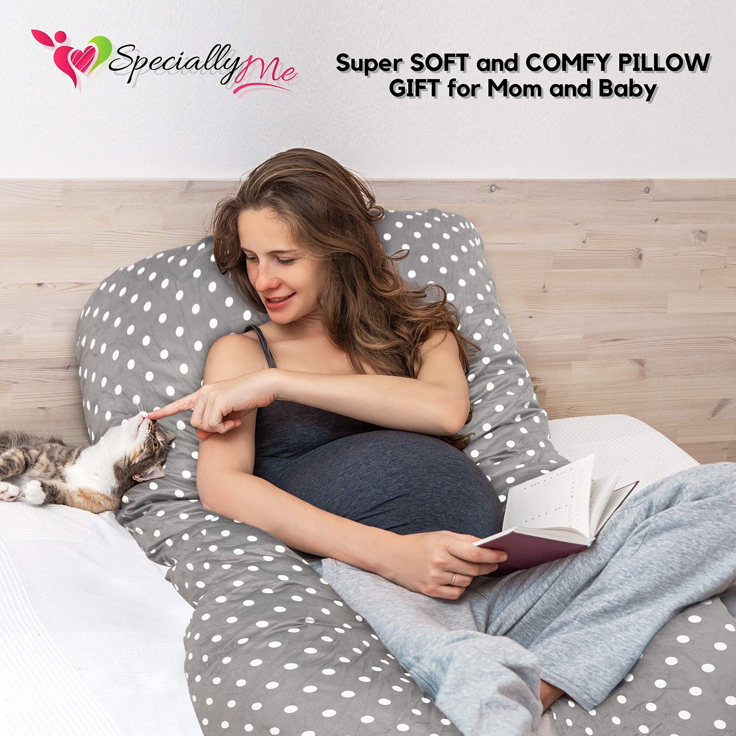 SPECIALLYME U-Shaped Pregnancy Pillow with Removable Washable Cover - Maternity Long Body Pillow I Comfortable Side or Back Sleeping for Mommy I Wife