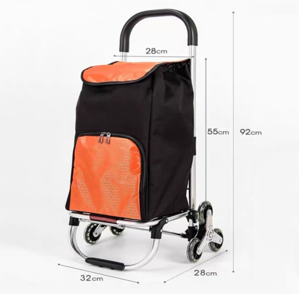 XDMINGY Folding Shopping Cart, Shopping Cart Folding Shopping Trolley 30KG Load Weight,Waterproof Foldable Grocery Push Pull Lightweight Grocery Utility Carts(Color:B), 92*32cm