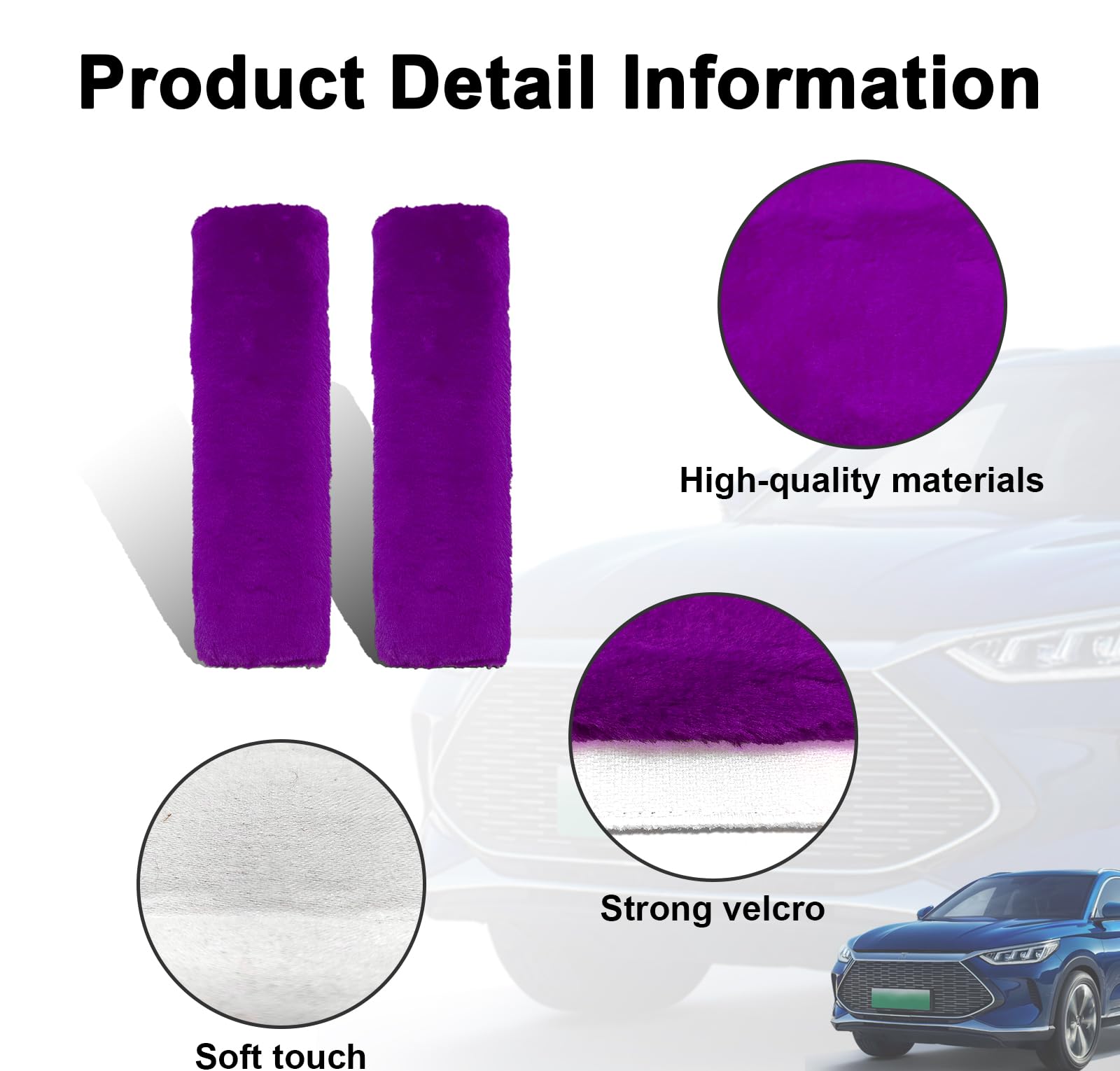 Ziciner 2 Packs Car Seatbelt Covers Shoulder Pad, Universal Soft Faux Sheepskin Shoulder Cover for Comfortable Driving, Fluffy Seat Belt Protector Help to Protect Your Neck and Shoulder (Purple)
