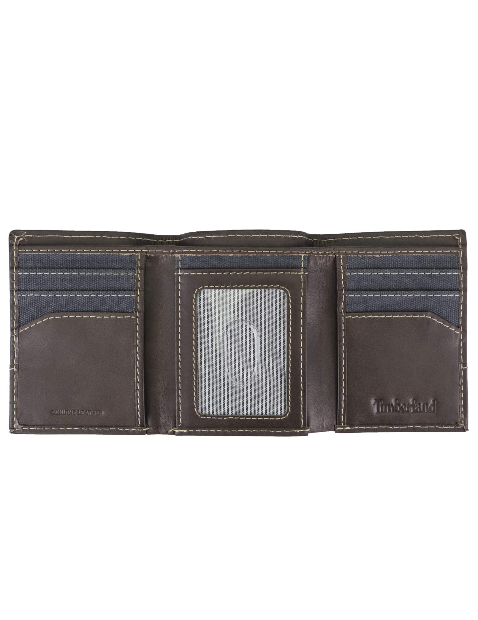 Timberland Men's Canvas & Leather Trifold Wallet, Blue, One Size