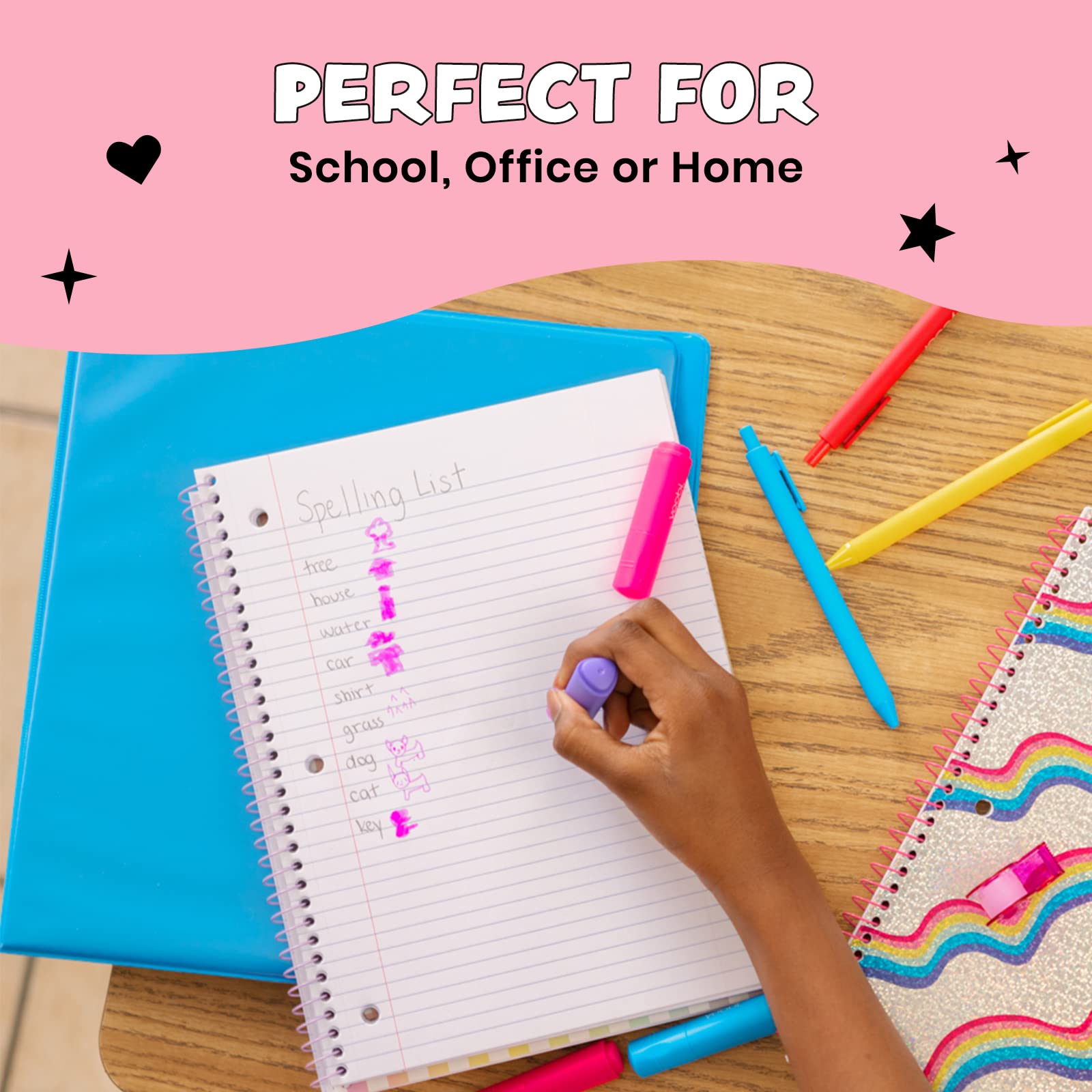 Yoobi 2 Inch Binder Set – 3-Ring Binders with 2 Pockets – Perfect for School or Office – Holds up to 500 Sheets – 4 Pack – Solid Multicolor Variety