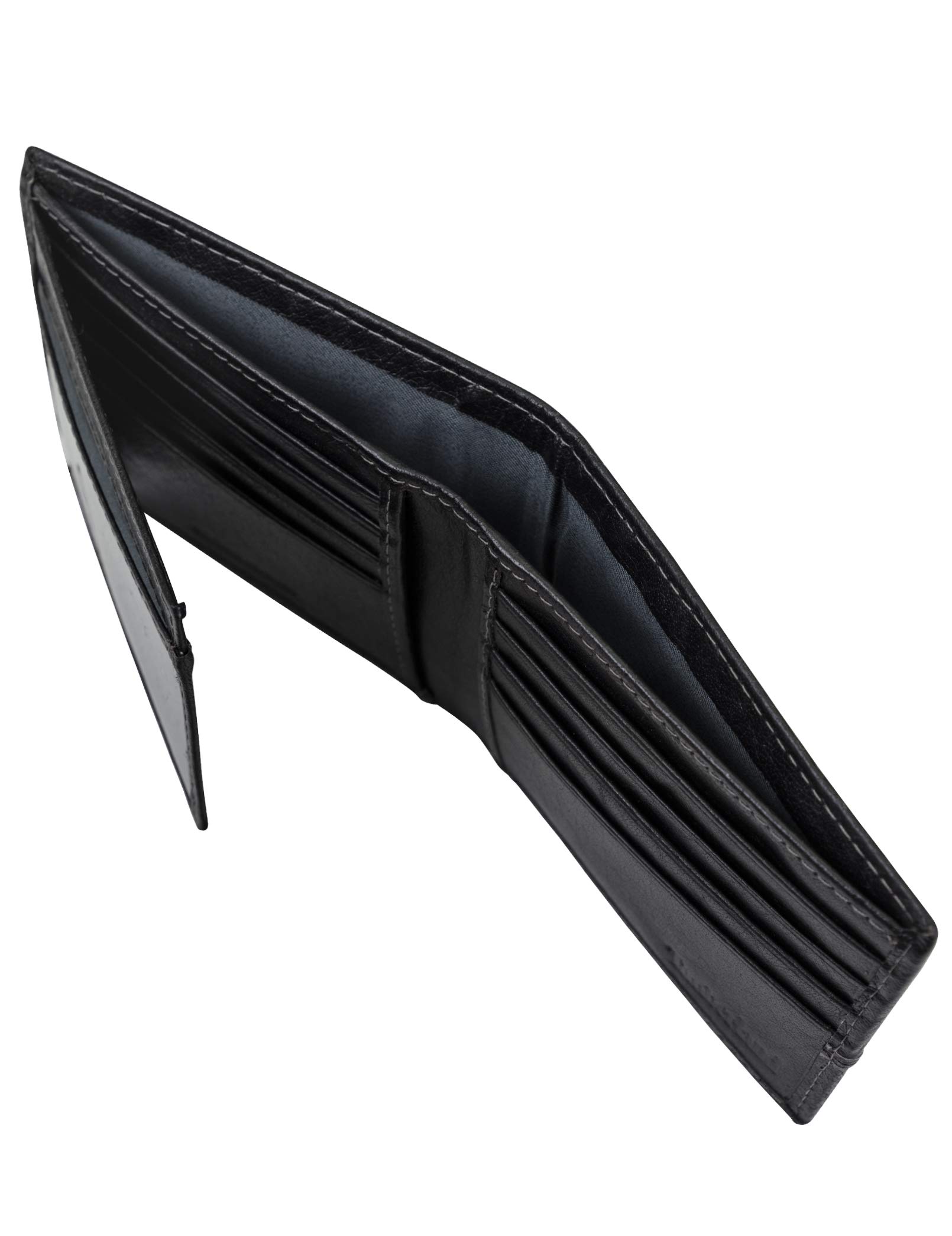 Timberland mens Leather Passcase Trifold Wallet Hybrid, Black/Cognac, One Size