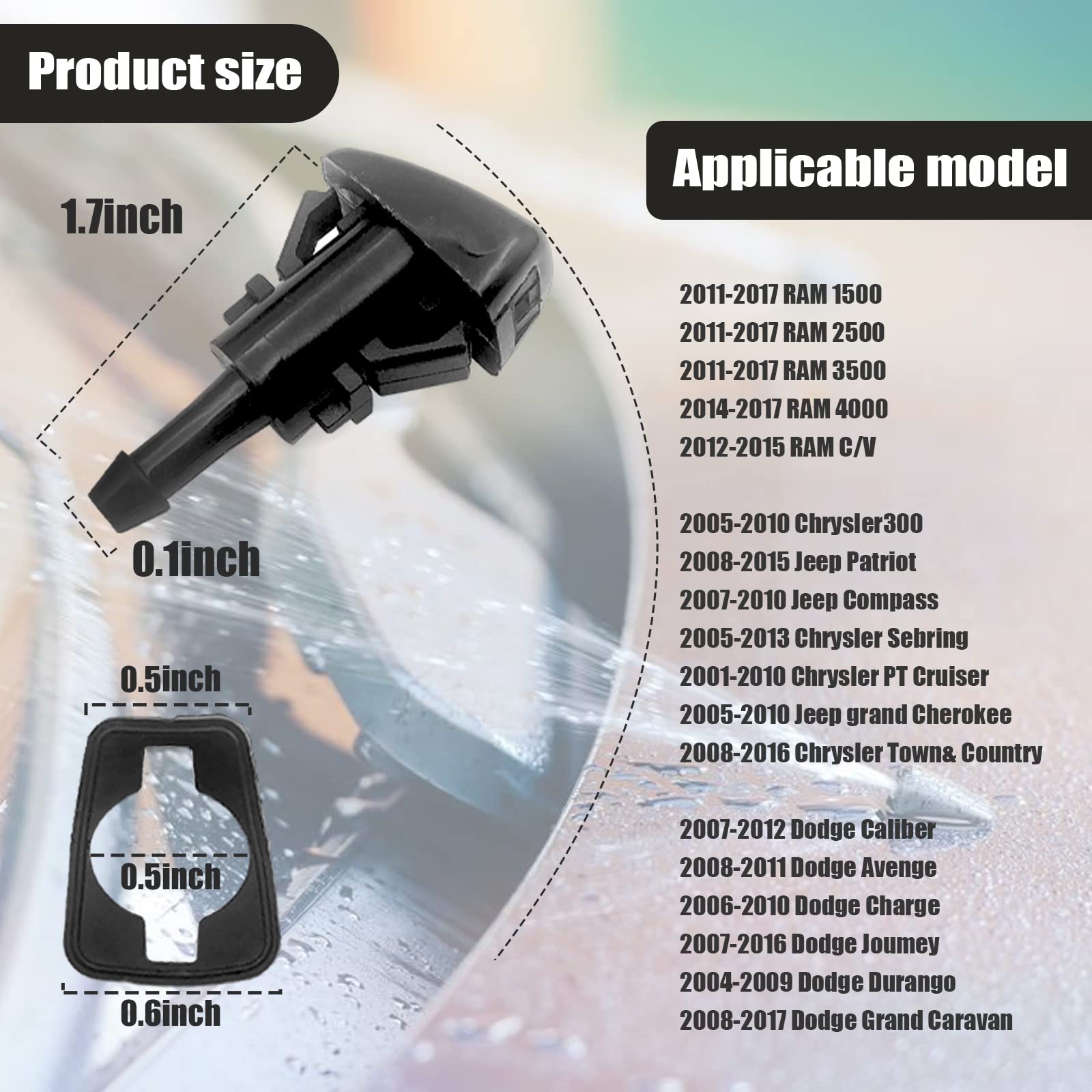 Windshield Washer Hose Kit, 5M Washer Fluid Hose+12 Pcs Hose Connectors+2 Fan Nozzles+2 Rubber Gaskets, Connect Car Water Pump and Nozzles, Suitable for Most Car Windshield Washer Tubing