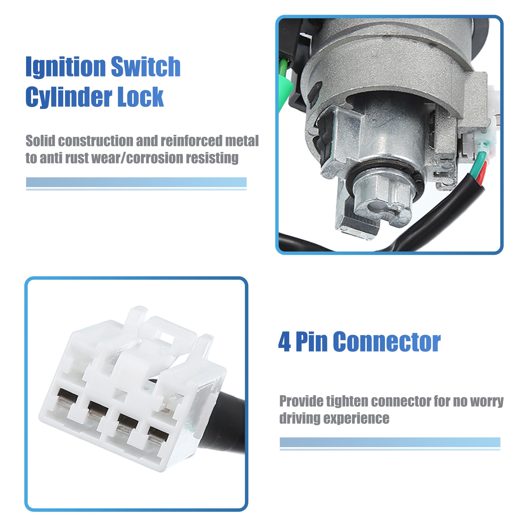 uxcell No.819203KA10 Car Ignition Switch Lock Cylinder with 2 Keys for Hyundai Sonata 2.4L L4 3.3L V6 2005-2007 Ignitigon Starter Switch Steering Lock Cylinder Set