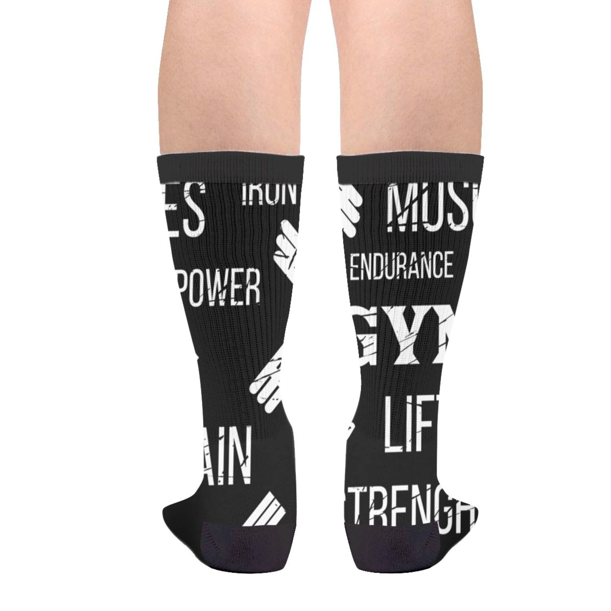 TyQii Socks Gym Label Dumbbell Novelty Socks For Women & Men One Size - Gifts, Black and White