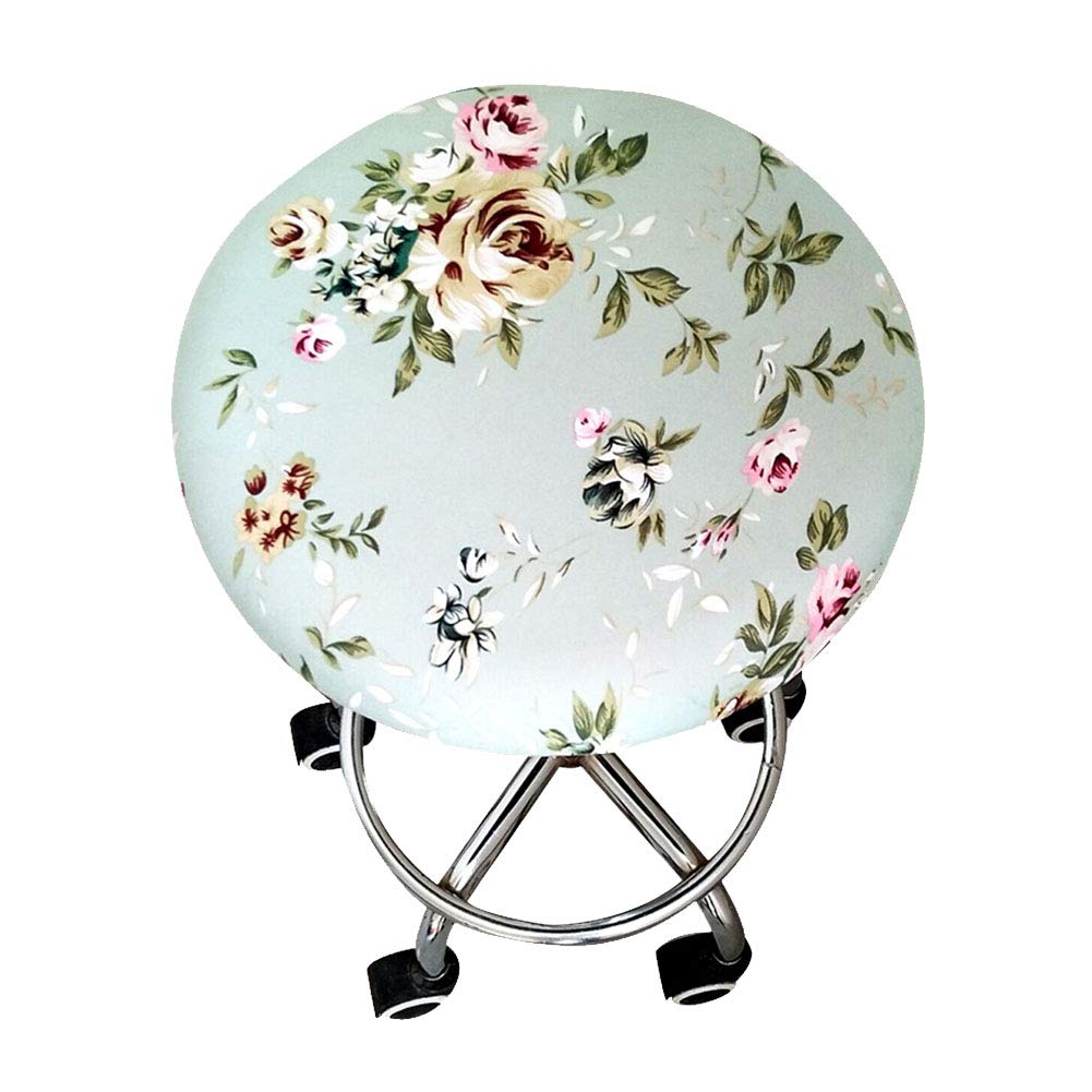 Yooha Round Stool Covers, Four Seasons Soft Elastic Floral Printed Round Chair Seat Slipcover Protector for Home Office Bar (2)