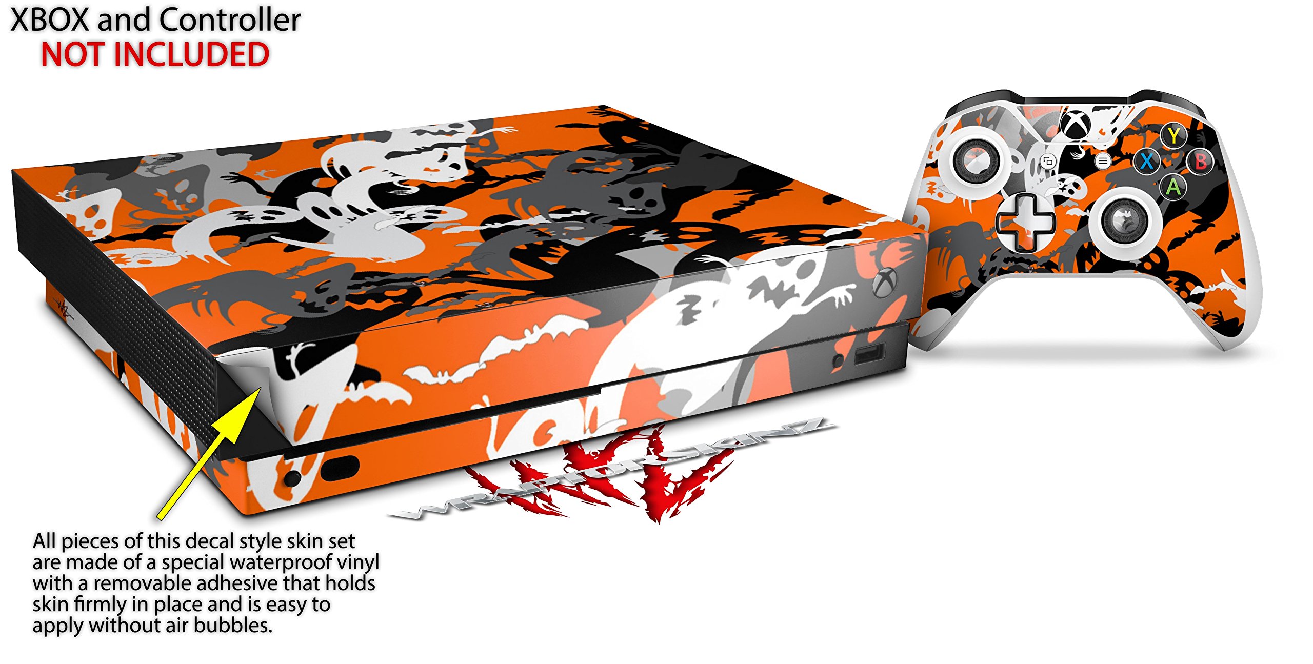 WraptorSkinz Decal Vinyl Skin Wrap Compatible with Xbox One X Console and Controller - Halloween Ghosts