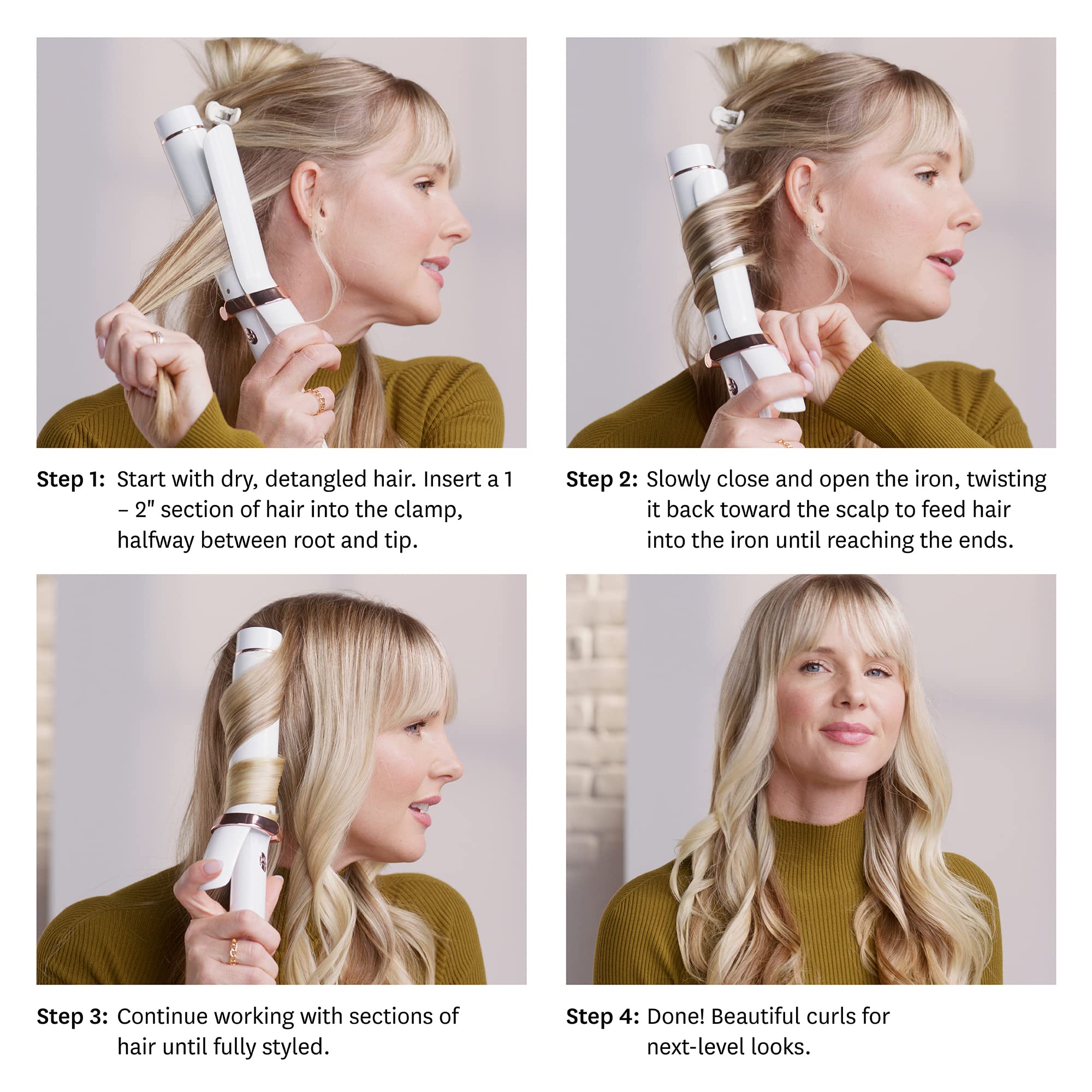 T3 SinglePass 1.0" Ceramic Curling Iron, White/Rose Gold, 1 Count (Pack of 1)