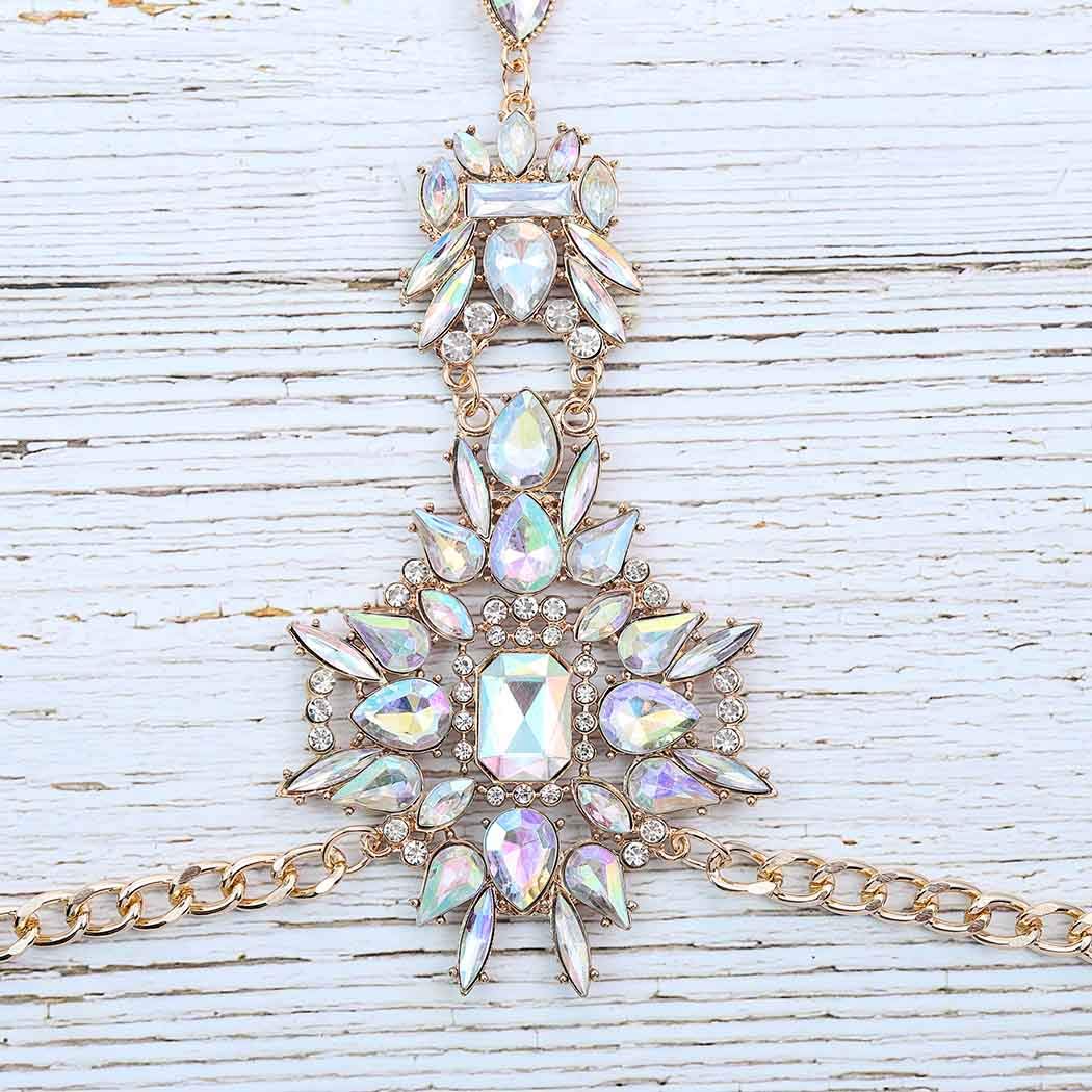 Zoestar Gorgeous Crystal Body Chains Sexy Bikini Necklace Waist Chain Jewelry for Women (Colorful)