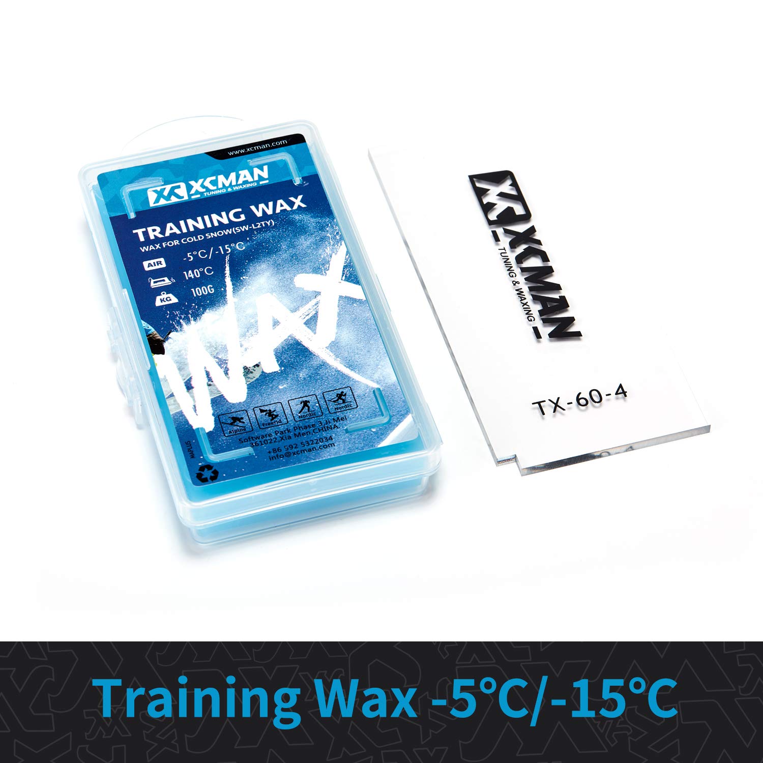 XCMAN Ski and Snowboard Waxing and Tuning Kit with Wax Brush Box for Traveling and Storage (Rigid Box with Tuning Tools) Red+Blue Box