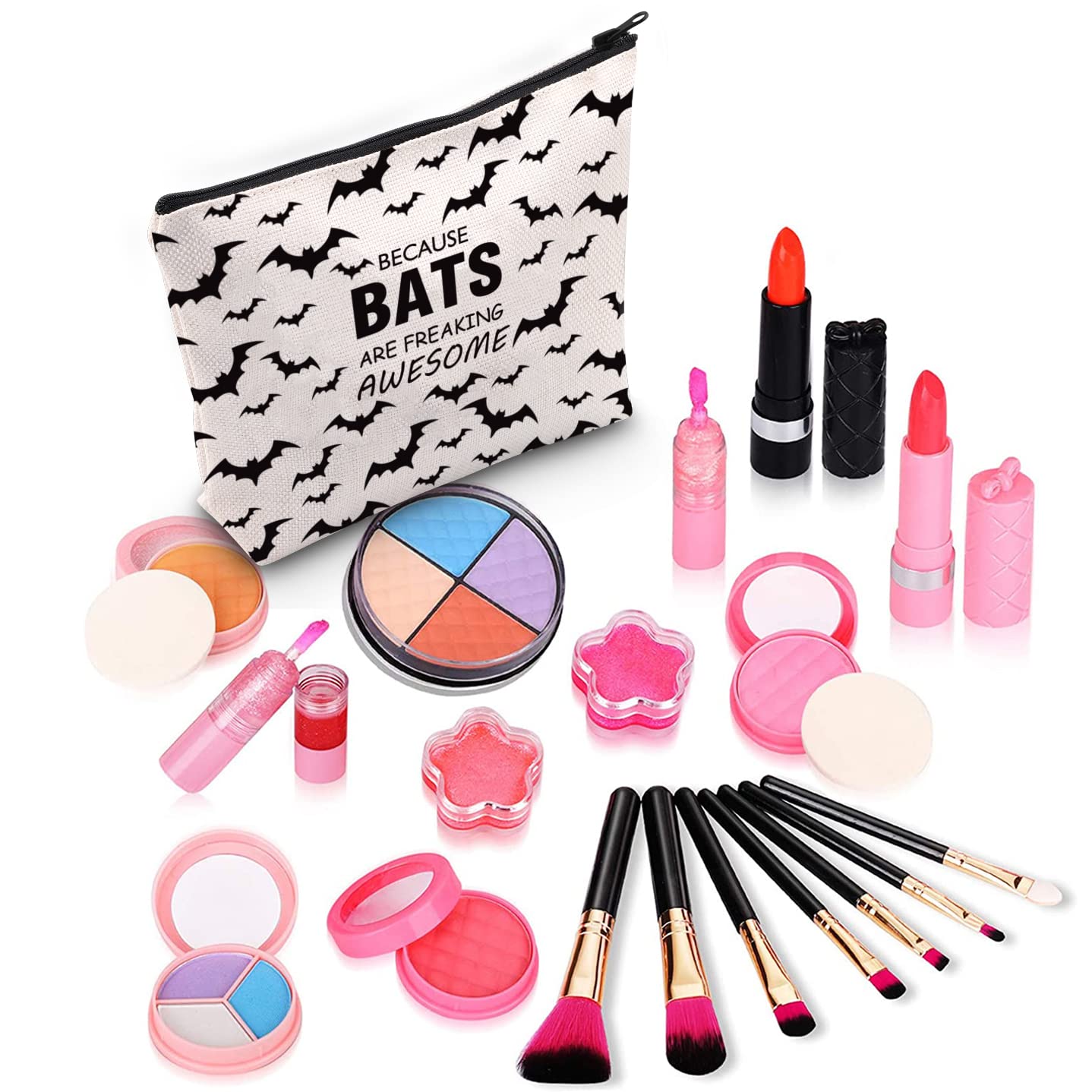 ZJXHPO Bat Survival Kit Because Bats Are Freaking Awesome Makeup Bag With Zipper Spooky Halloween Bat Gift Spooky Bat Toiletry Bag (Bats)