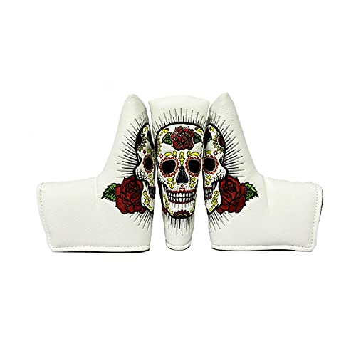 YopralGolf Golf Blade Putter Head Covers Halloween Rose Sugar Skull Magnetic Leather Golf Putter Headcover Fits Scotty Cameron Odssey Ping Taylormade
