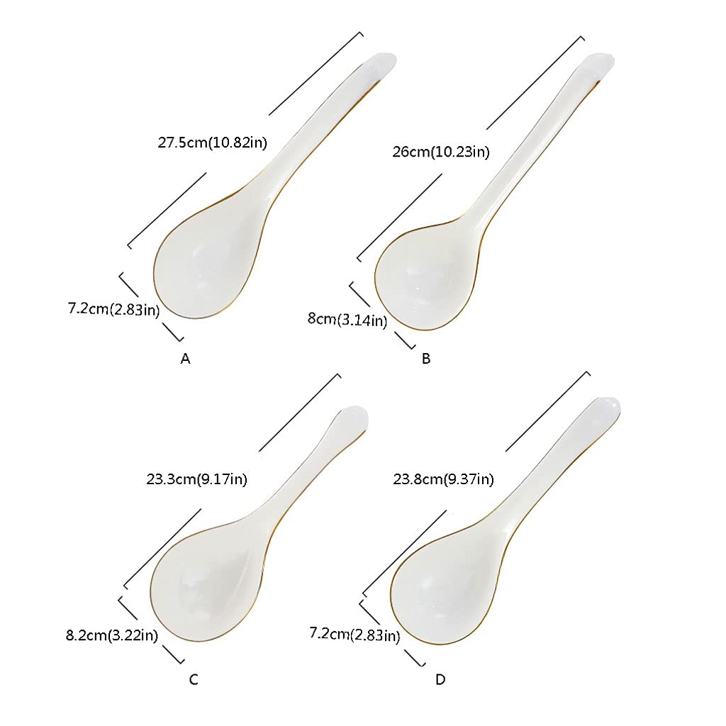 Spoons Silverware Household Large Spoon Long Handle Spoon Ceramic Tracery Large Spoon Spoon Rice Porridge Spoon Spoon Set (Color : B)