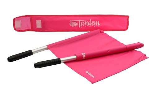 Tandem Sport Red Linesman Flags - Referee Flags with Wooden Handles - Volleyball Referee Flags, Soccer Referee Flags - Set of 2 with Carrying Bag