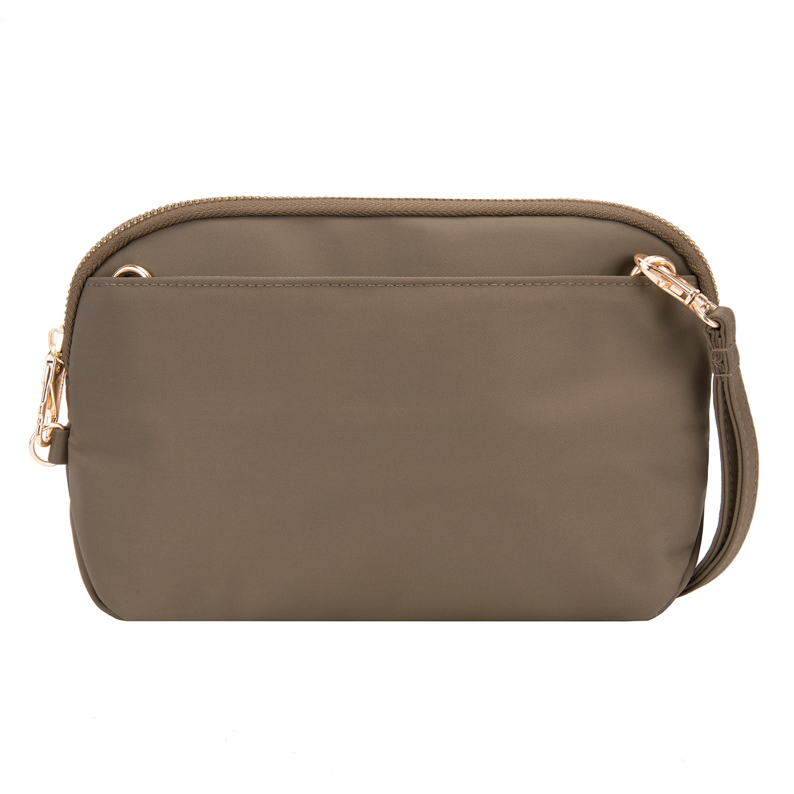 Travelon Women's Anti-Theft Tailored Convertible Crossbody Clutch, Sable, 9 x 5.25 x 2