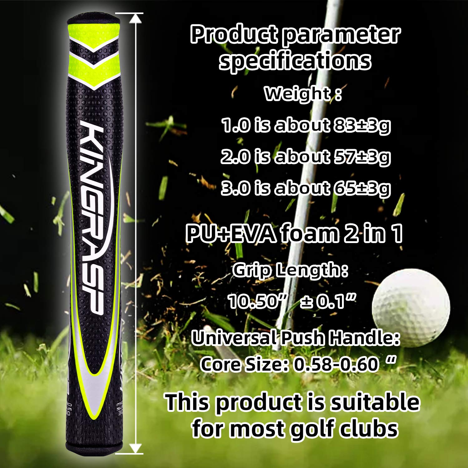 wujiang Golf Putter Grip 2.0/3.0 - Advanced Surface Texture That Improves Feedback and Tack,for Mens Womens Standard More Comfortable (Blue, Size:3.0)