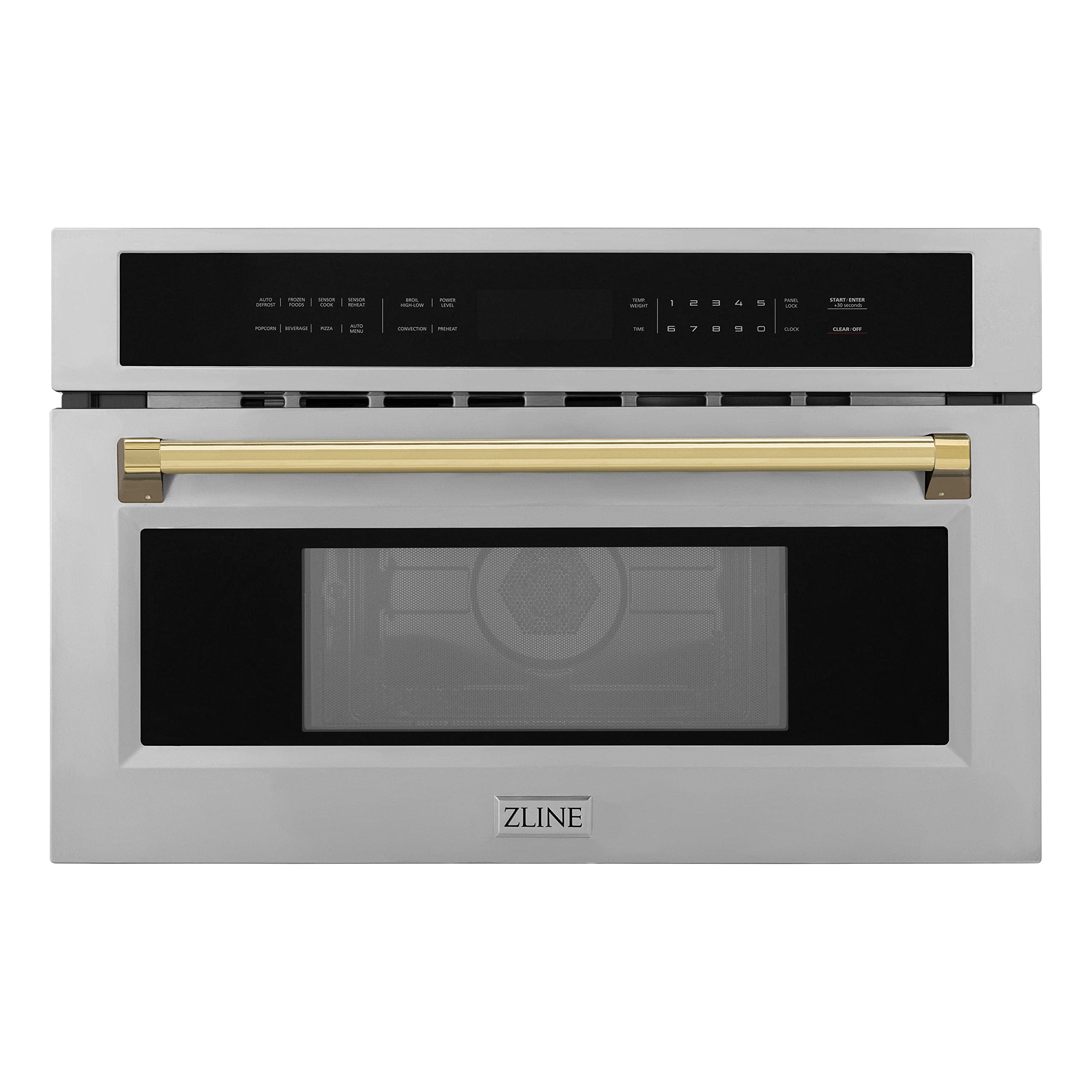 ZLINE Autograph Edition 30” 1.6 cu ft. Built-in Convection Microwave Oven in Stainless Steel and Gold Accents