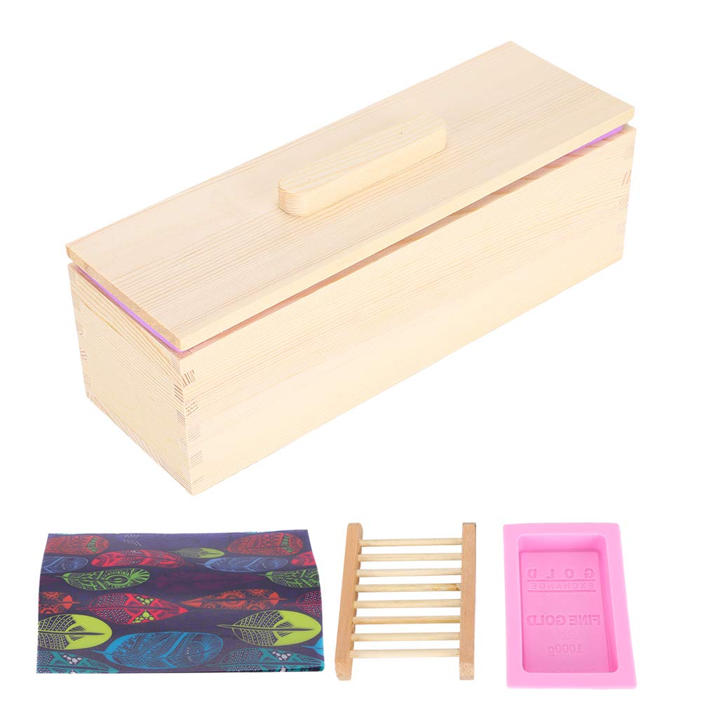 Wooden Soap Making Molds Kit Silicone Soap Mold Wood Box for Soap Making Supplies Cutter