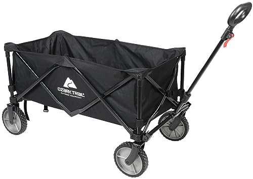 Wagon Folding Cart Collapsible Garden Beach Utility Outdoor Camping Sports Black
