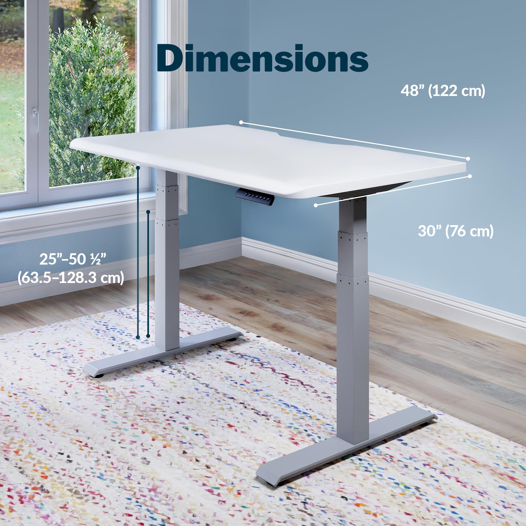 Vari- Standing desk adjustable height (60" x24')- Electric Sit-Stand Computer Desk for Work or Home Office- Dual Motor with Memory Presets- Adjustable Desk from Varidesk- White