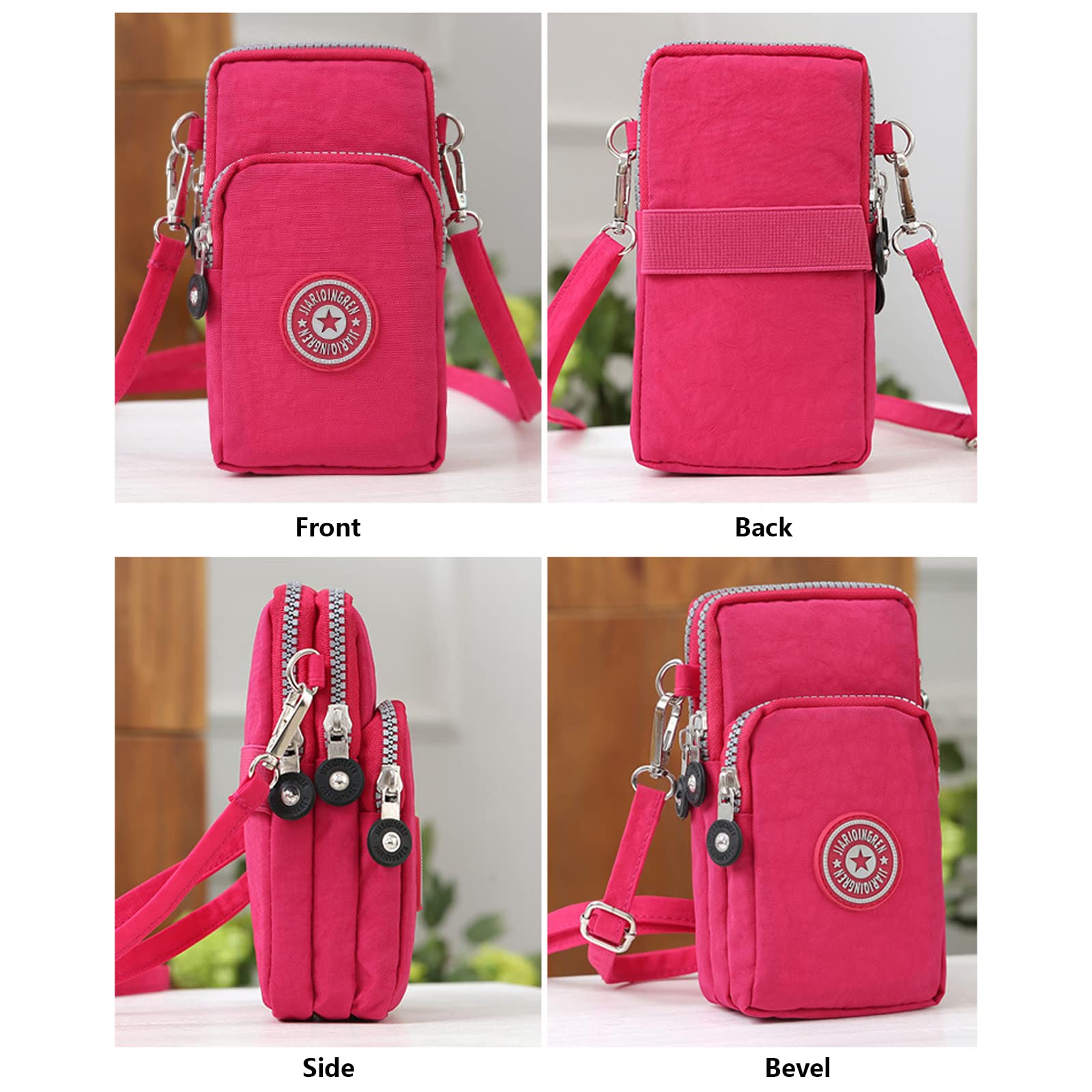 Sports Crossbody Cell Phone Purse Shoulder Wallet Case Armband Bag for iPhone 11 12 13 Pro Max 14 Plus SE XR XS X (Black)