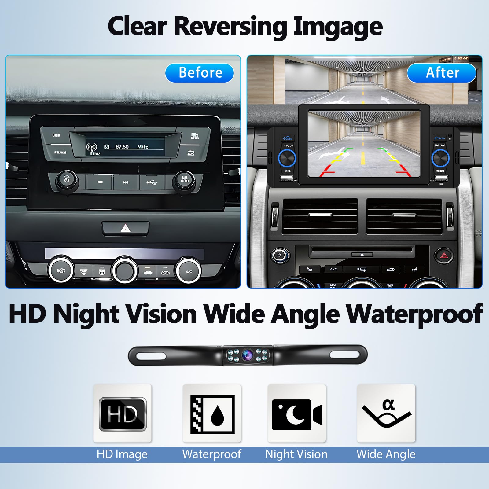 UNITOPSCI 5 Inch Single Din Touchscreen Car Stereo Compatible with Apple CarPlay Android Auto Bluetooth 5.1 Car Radio Receiver Mirror Link FM MP5 Player Dual USB EQ Media Player +Backup Camera Mic