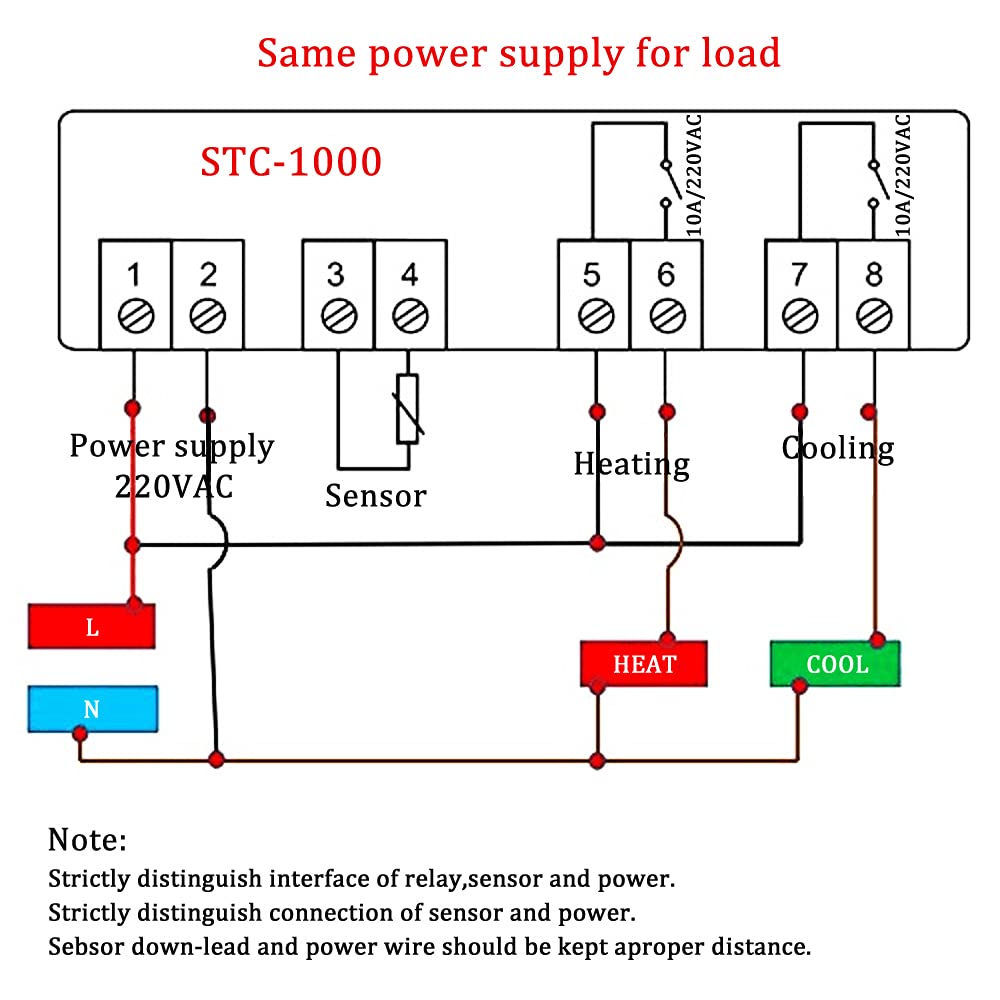 XINGYHENG STC-1000 DC 12V 10A Microcomputer Digital Display Temperature Controller Thermostat Control Switch 2 Relay Output and NTC 10K Thermistor Sensors Digital Temperature Probe (12V)