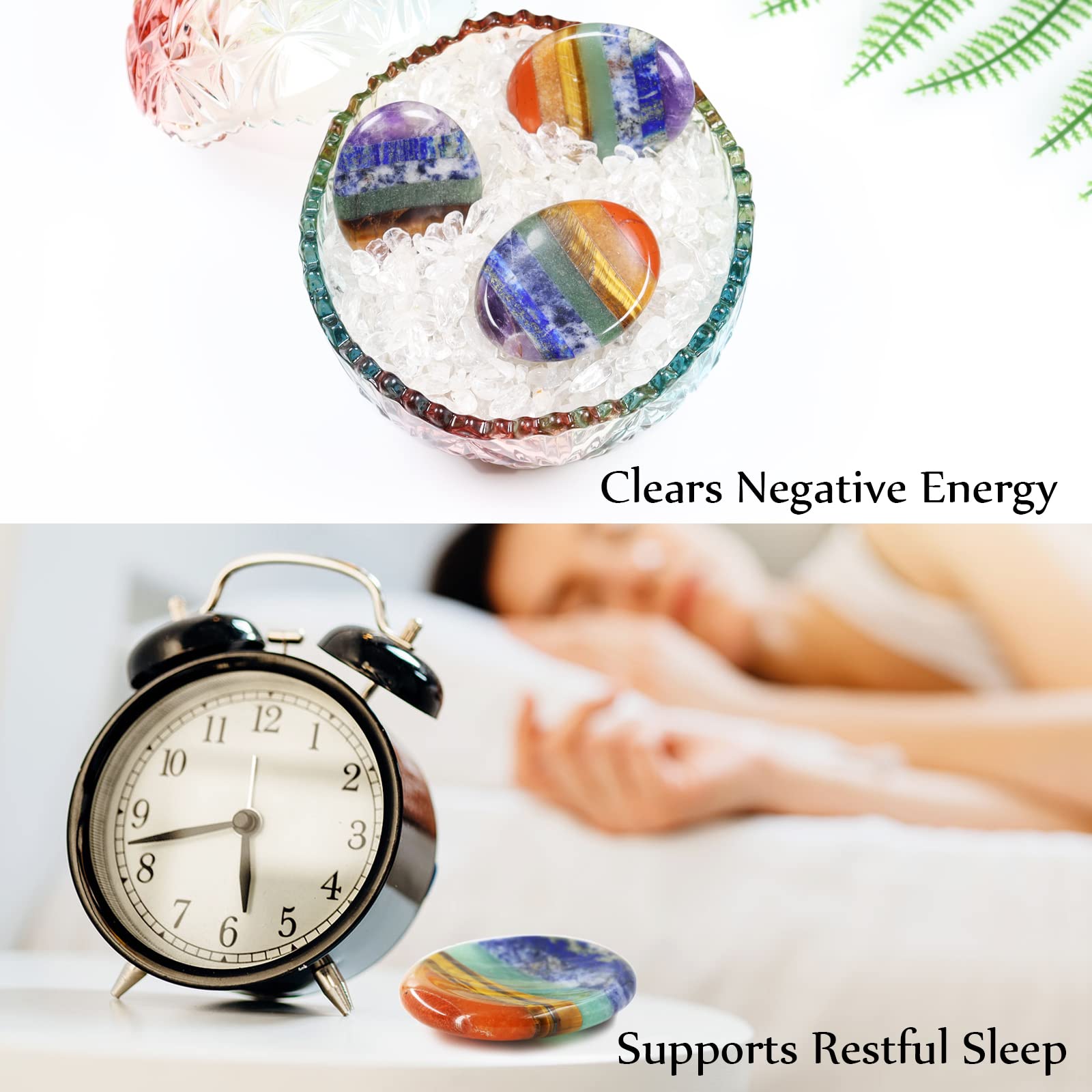 Thumb Worry Stone 1.7", Worry Stone for Anxiety, Chakra Worry Stone 7 Chakra Healing Crystals Oval Shaped Palm Stone Meditation Crystal for Reiki Balancing(1PC)