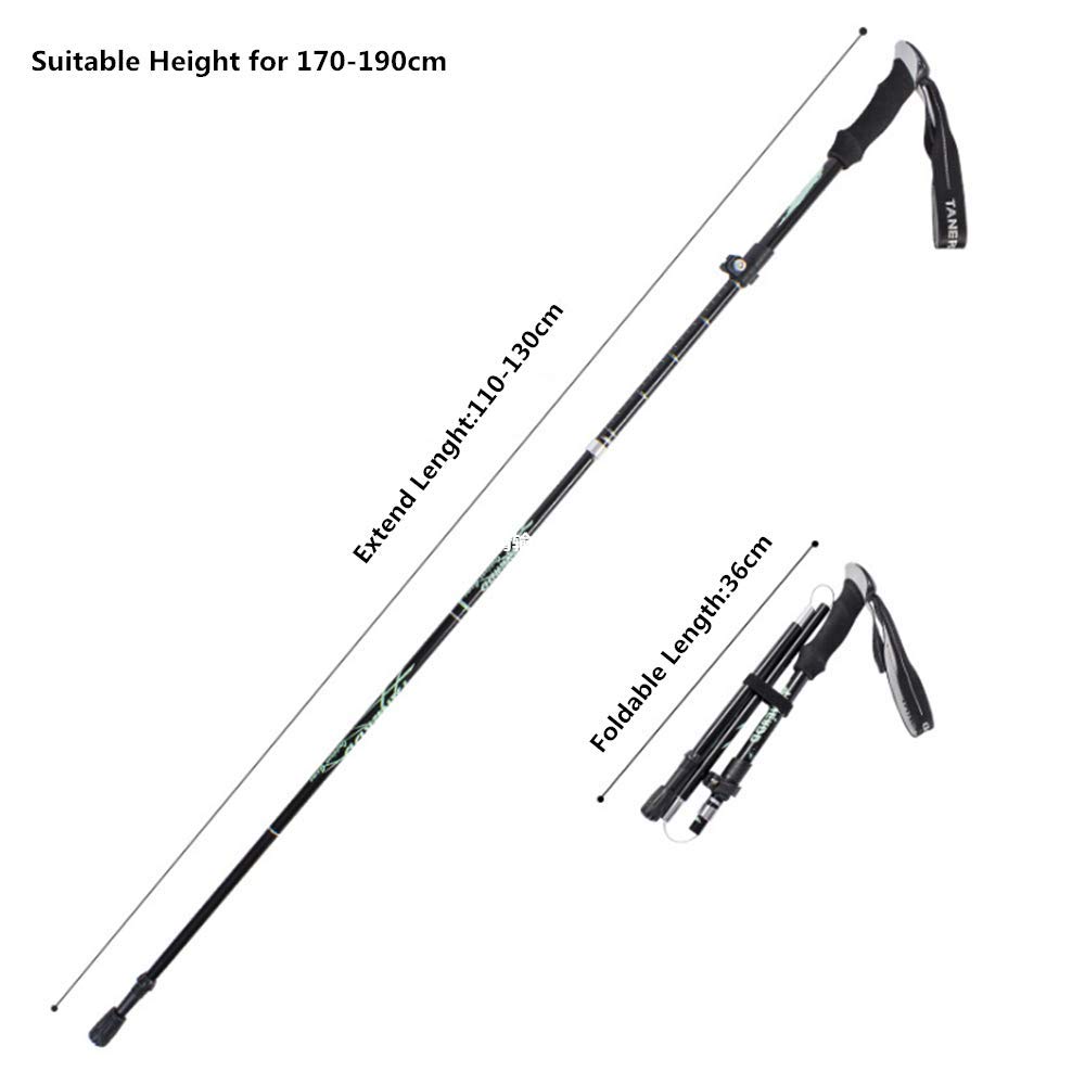 Trekking Pole,Collapsible Hiking Trekking Stick with Quick Lock System 7075 Aluminum EVA Grip Handle for Mountaining, Camping, Backpacking (Black)