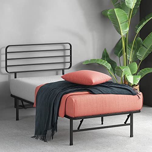 ZINUS SmartBase Mattress Foundation with Headboard / 14 Inch Metal Platform Bed Frame / No Box Spring Needed / Sturdy Steel Frame / Adjustable Headboard Height, Twin