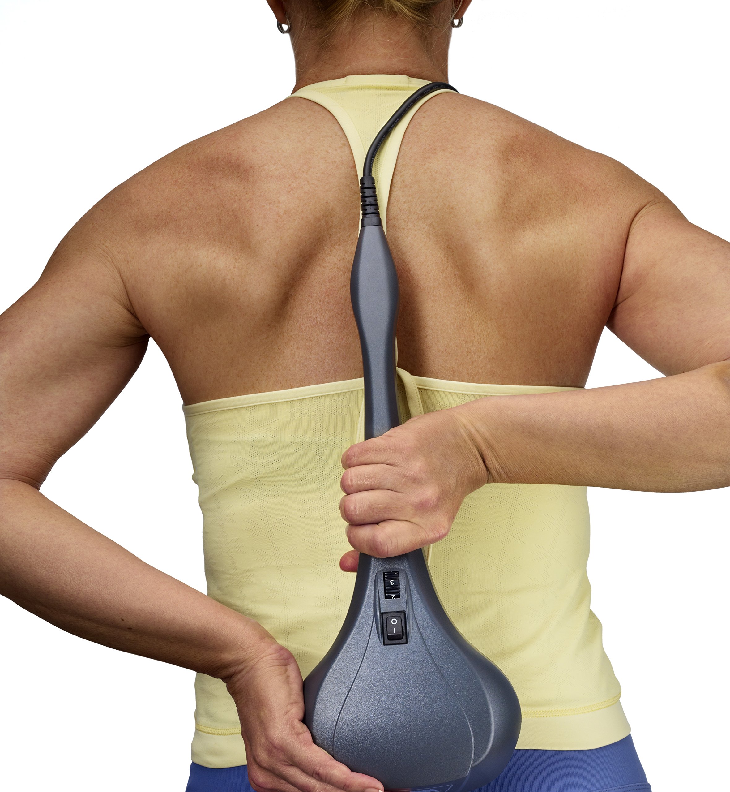 Thumper Sport Percussive Massager - Deep tissue home use massager for muscles, back, shoulders, legs, arms. Portable percussive therapy action electric handheld massager with long handle