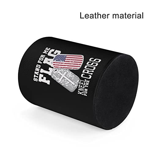 Stand for Me Kneel for Cross US Patriot Pen Holder PU Leather Pencil Cup Cute Desk Organizer Makeup Brush Box for Home Office