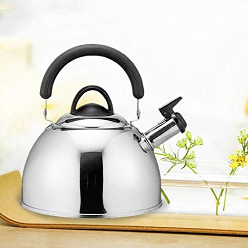 ZNZN Silver Stainless Steel Kettle Sound Kettle Stovetop Teapot with Heat-Proof Handle Classic Large Capacity (2.5L, 84.5OZ) Multifunctional Water Kettle