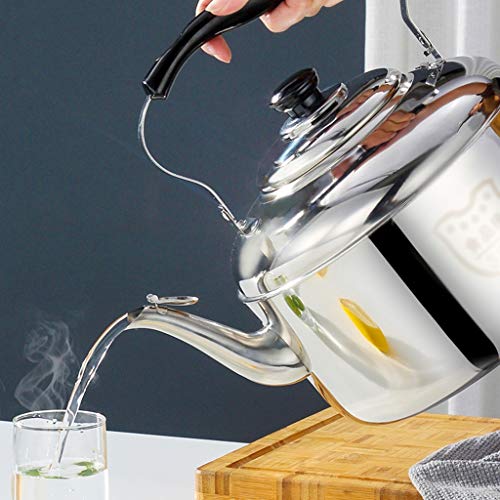 ZNZN Stainless Steel Kettle Stove Top Whistling Teapot Silver Classic Teapot Appearance Cooking Grade Ring Shaped Kettle Bottom Multifunctional Water Kettle (Color : 8L)