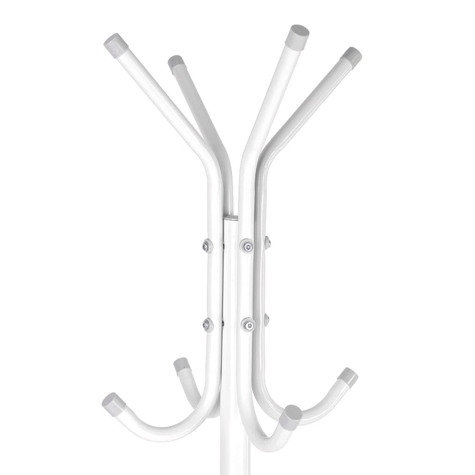 Yosoo Standing Entryway Coat Rack, Metal Coat Hat Rack Tree Stand Hanger Organizer for Jacket, Purse, Scarf Rack, Umbrella (White)