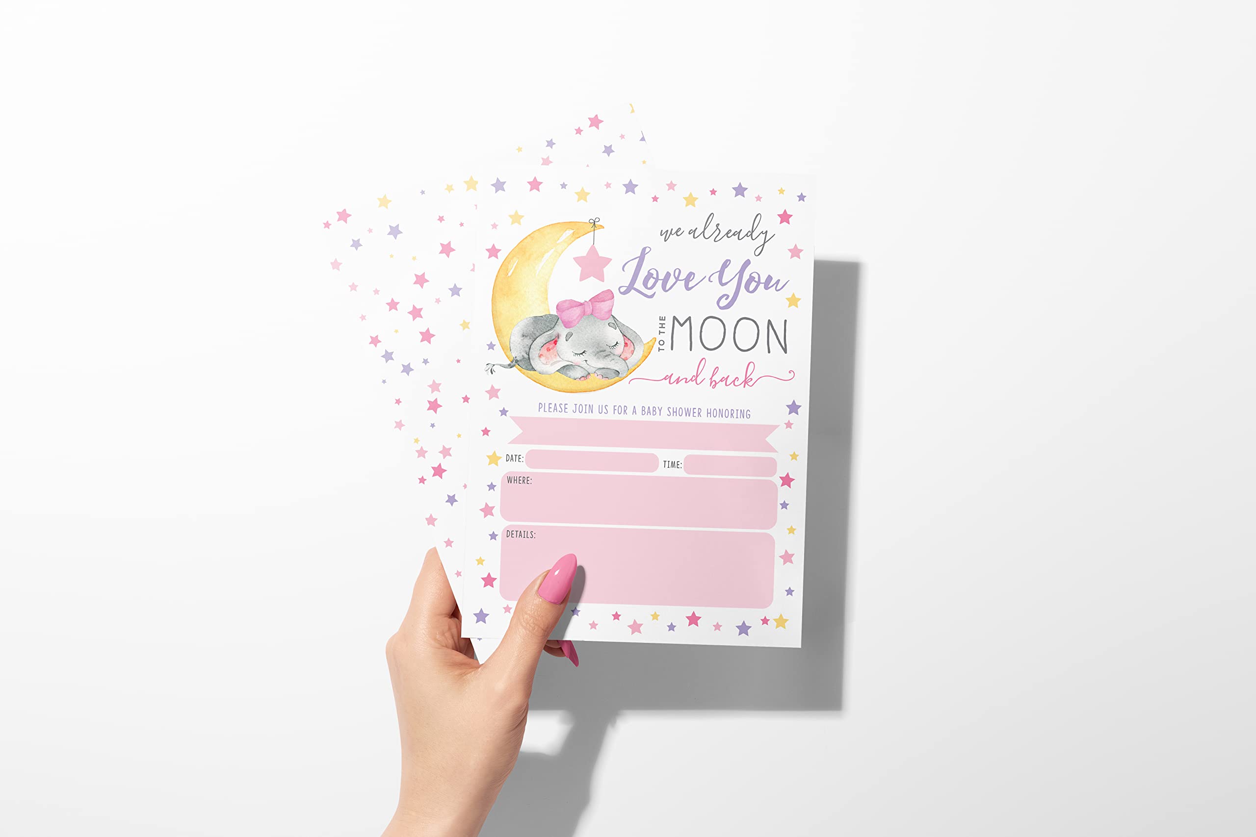 Your Main Event Prints Greeting Card, Baby Shower Invitation, Elephant, 20 Invitations and Envelopes