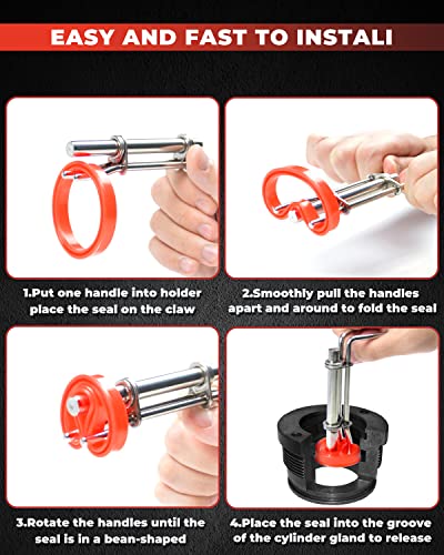 VEHIFOMO Hydraulic Cylinder Seal Installation Tools Kit, Hydraulic Cylinder Piston Repair Gland Seal Tools, U Cup Rod Seal Twisters Universal Seal Twistor Install Tool Set (3 PCS)