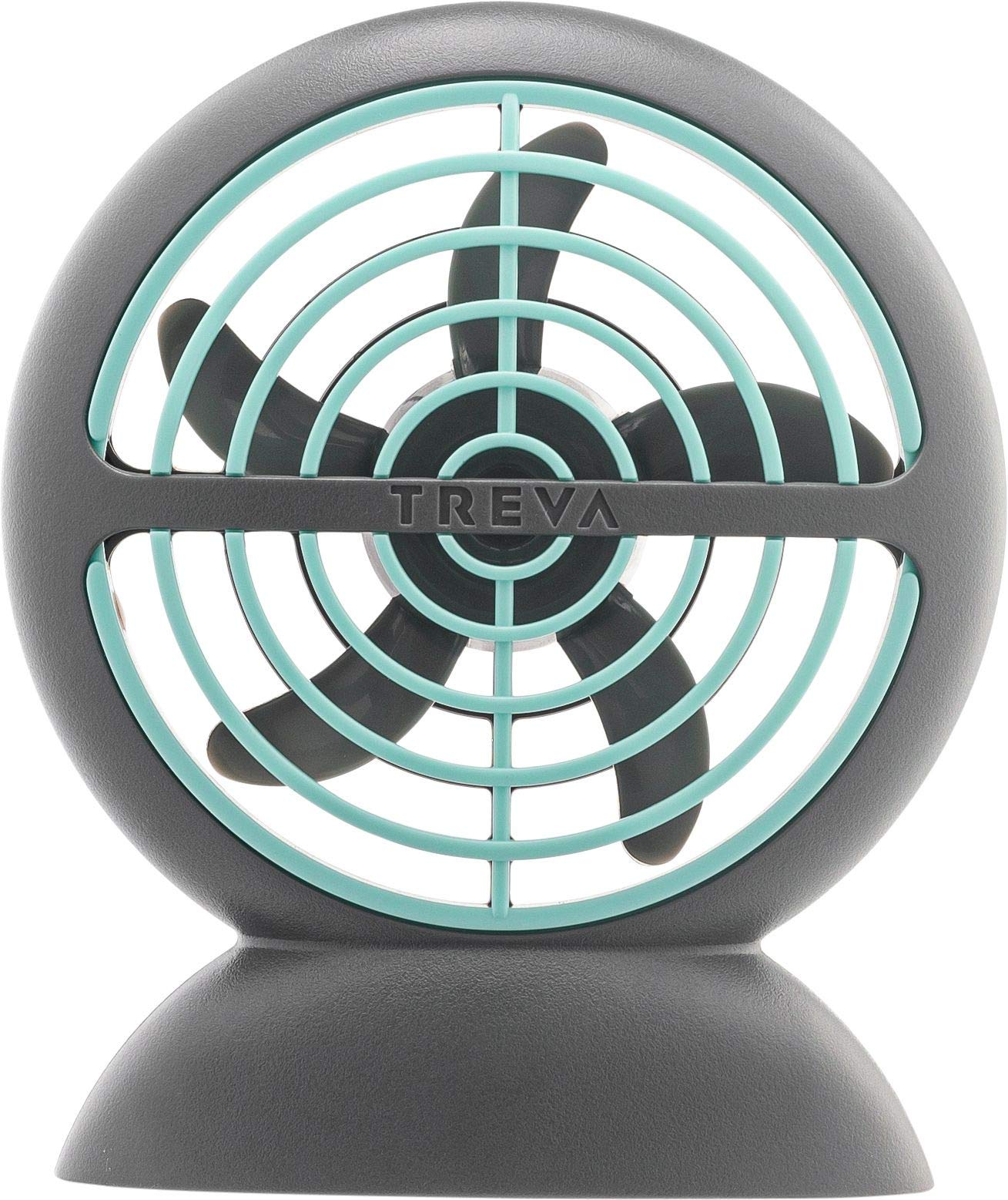 Treva Rechargeable Battery Small Fan - 3.5 Inch Blade USB Charging Port Fan - 3 Speed Circular Cooling Design - Portable Handheld or Personal Desktop Size - Travel Ready (Mint, 1)