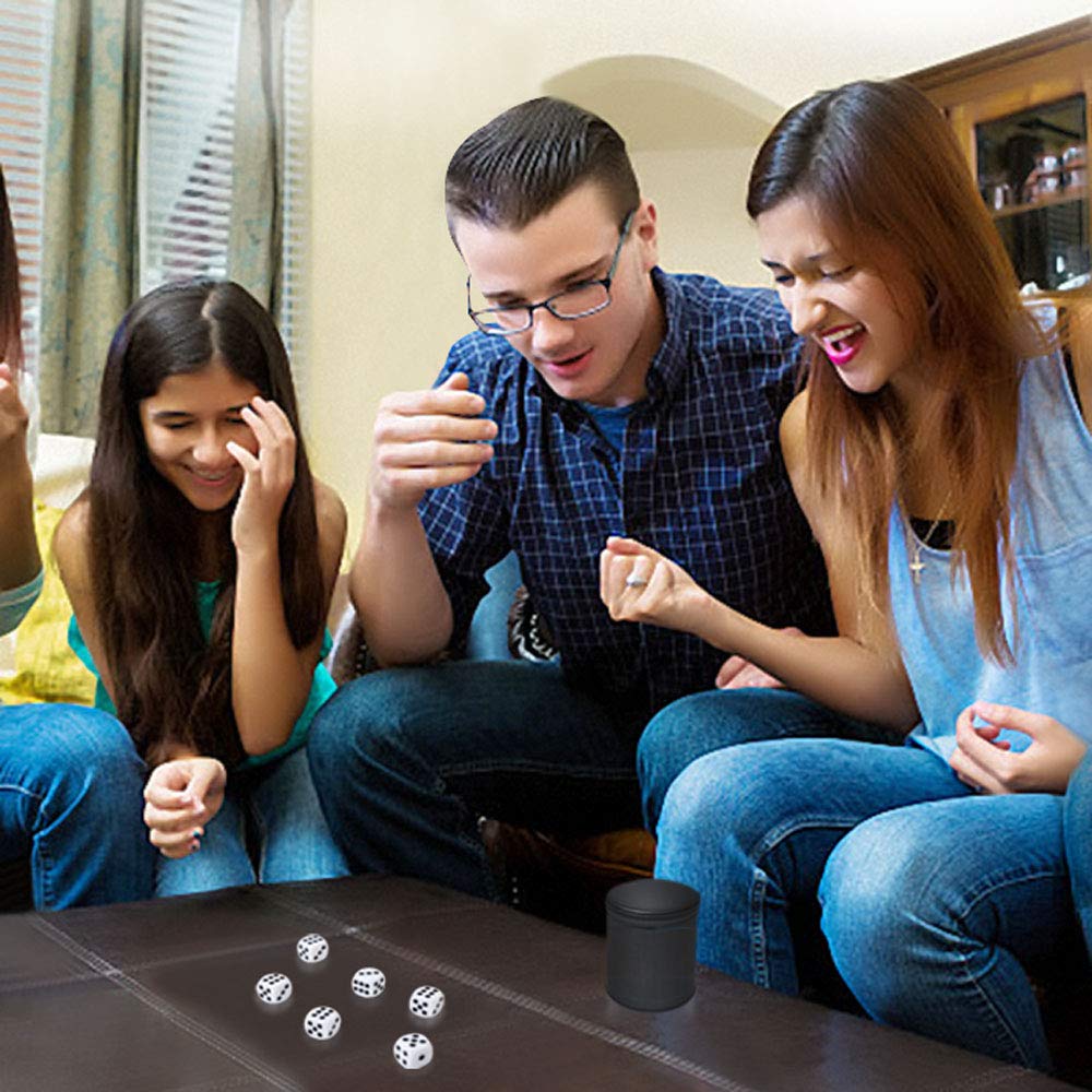 TUZAMA Felt Lined Professional Dice Cup - with 6 Dice Quiet for Yahtzee Game