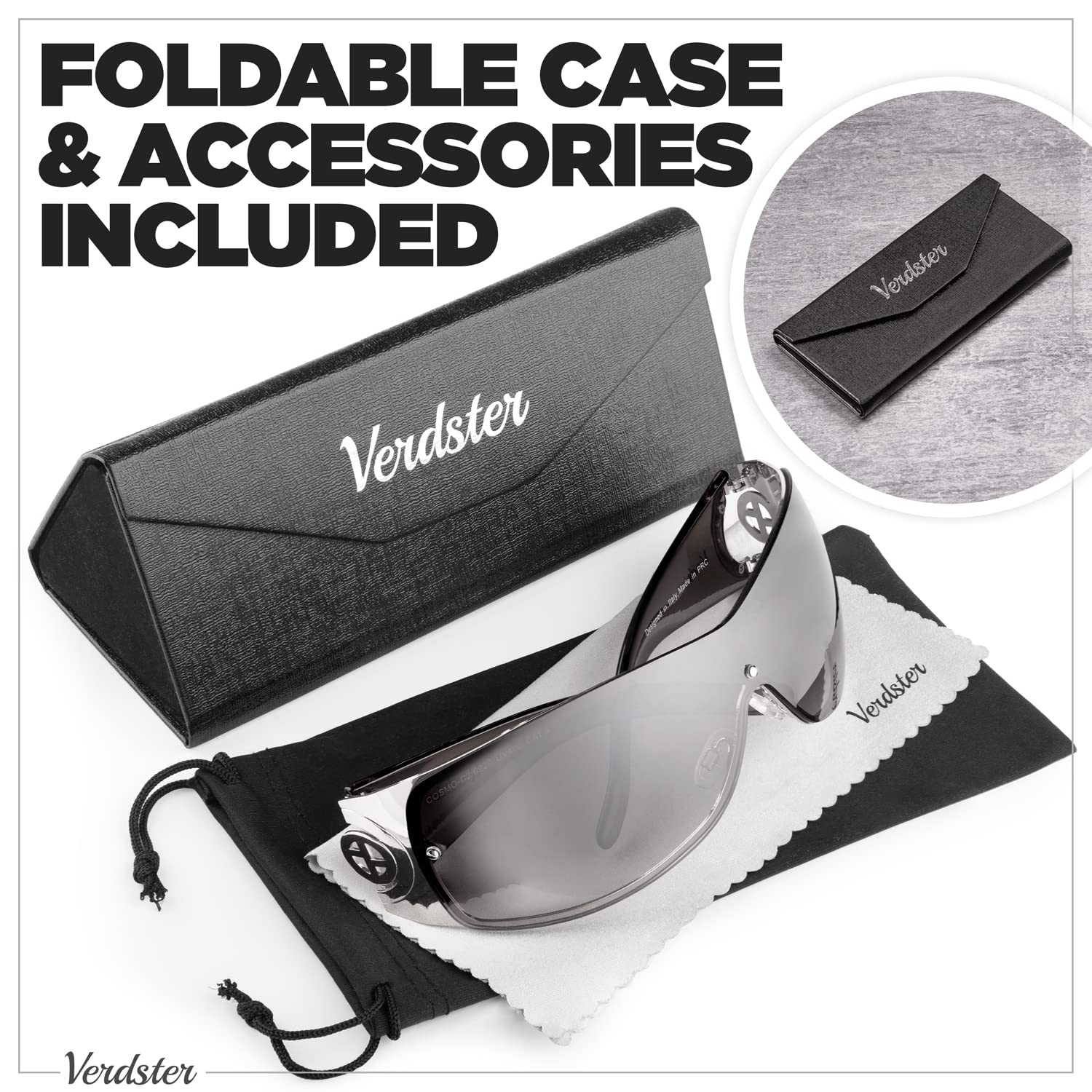 Verdster Sunglasses for Women - Oversized Womens Sunglasses - Ladies Trendy Sun Glasses Wraparound Non Polarized Sunnies β Large Y2K Shield Shades - Cosmo Black