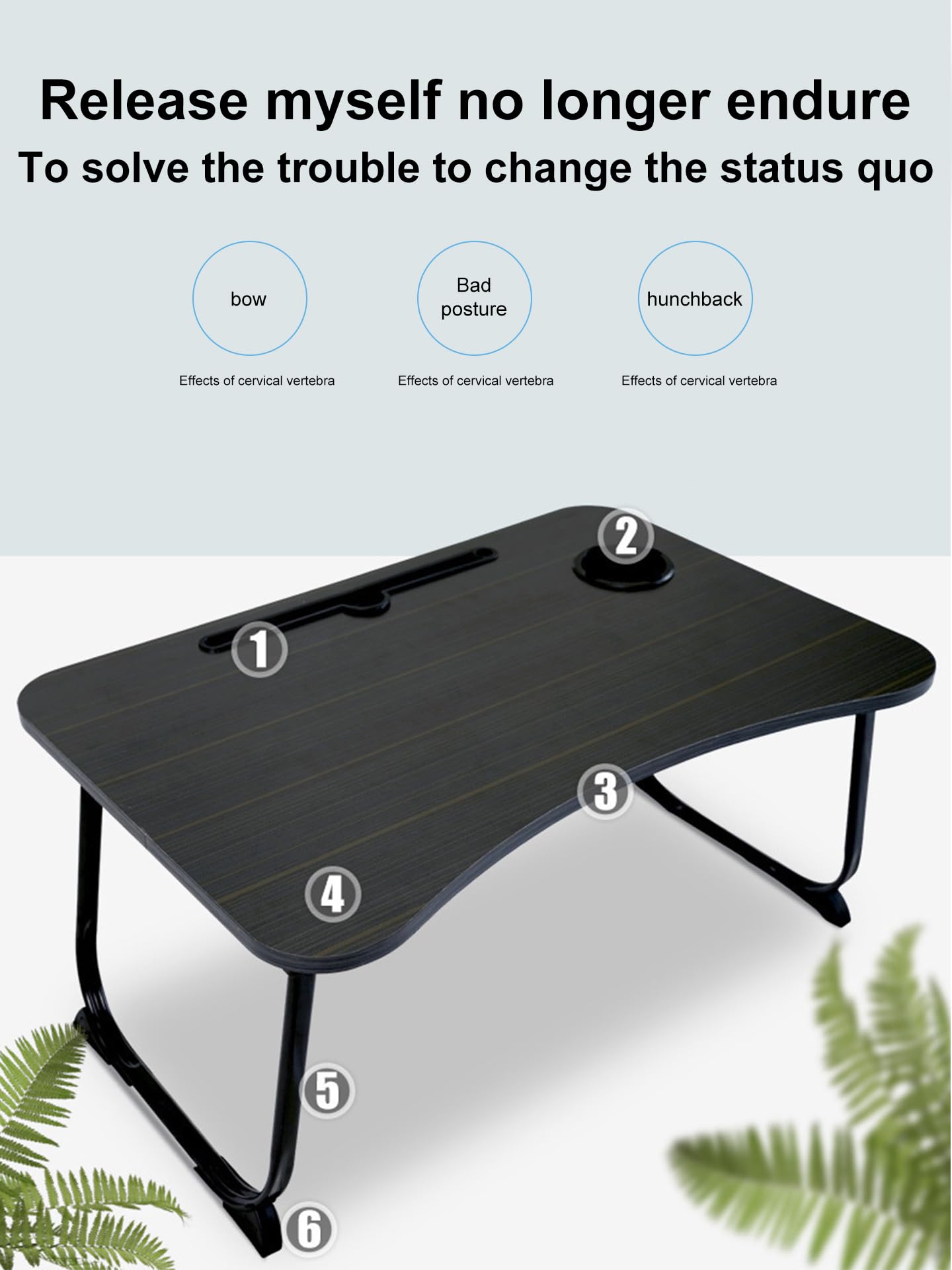 veimisecrts Laptop Lap Desk, Folding Table with Built-in Storage and Cup Holder,Lap Tray for Working, Studying and Leisure, Fits up to 23.6 inch Laptops