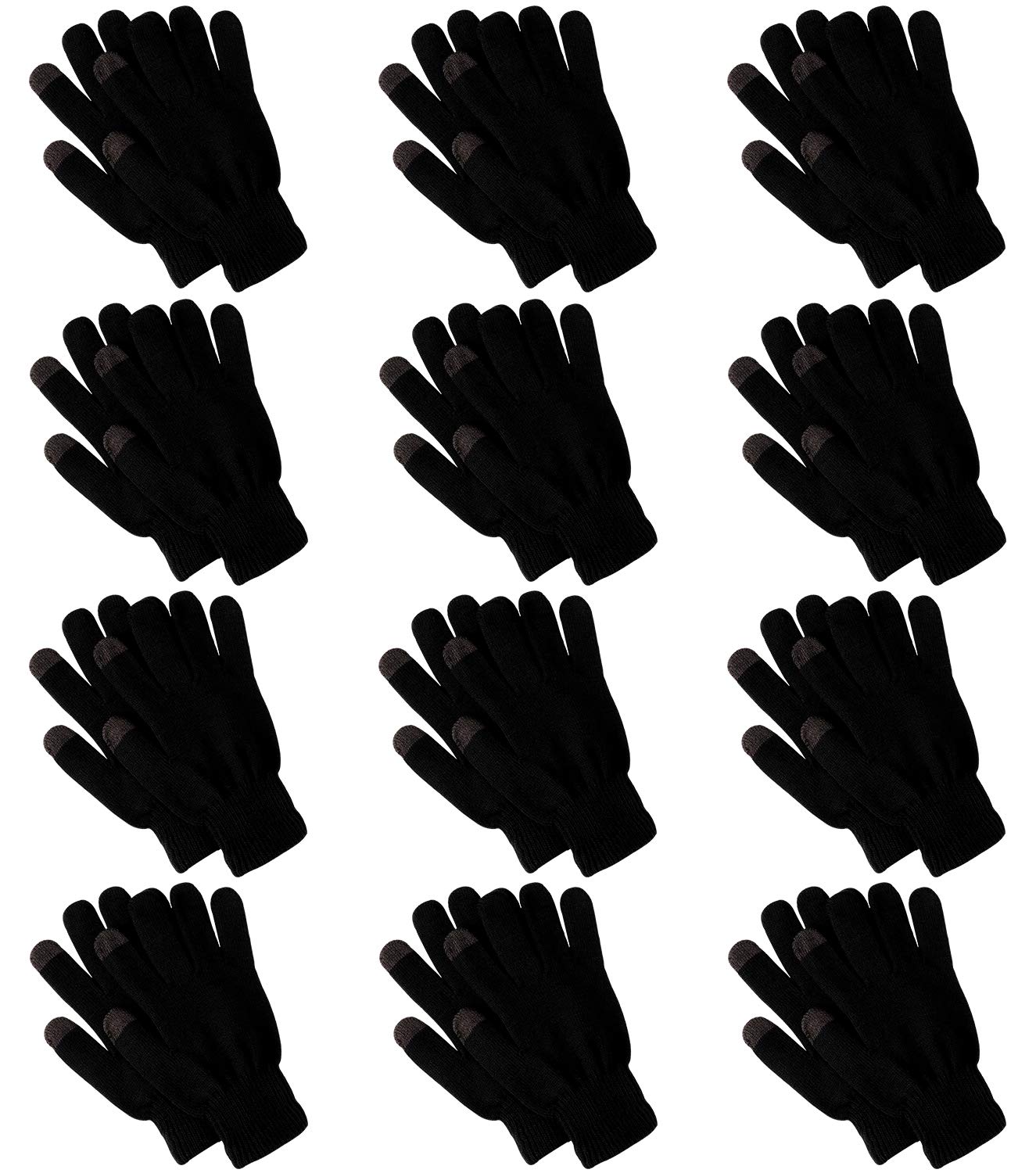 Winter Knit Glove for Women and Men,Touch Screen Magic Gloves Stretchy Warm (12 Pair)